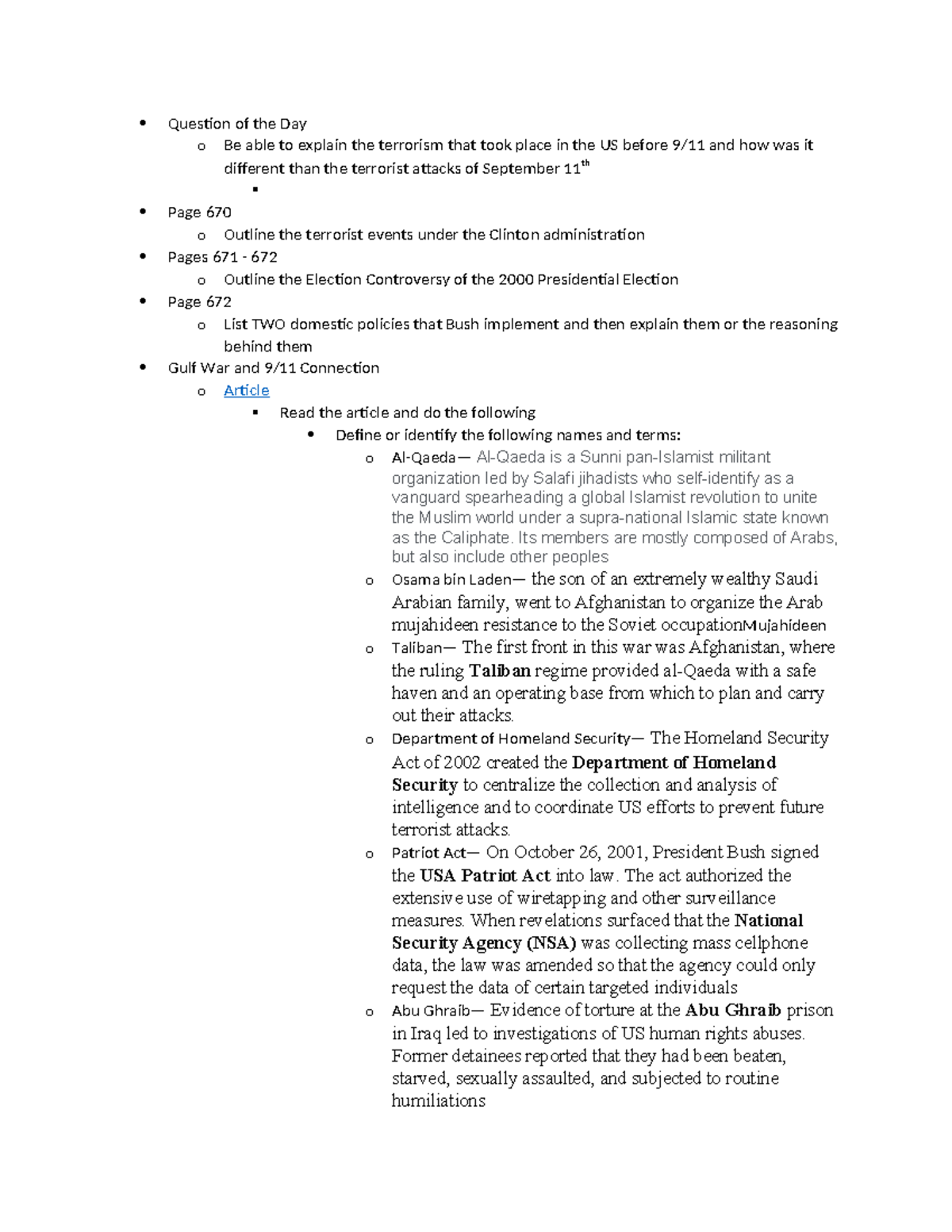9.11+assignment copy - Bsjxh - Question of the Day o Be able to explain ...