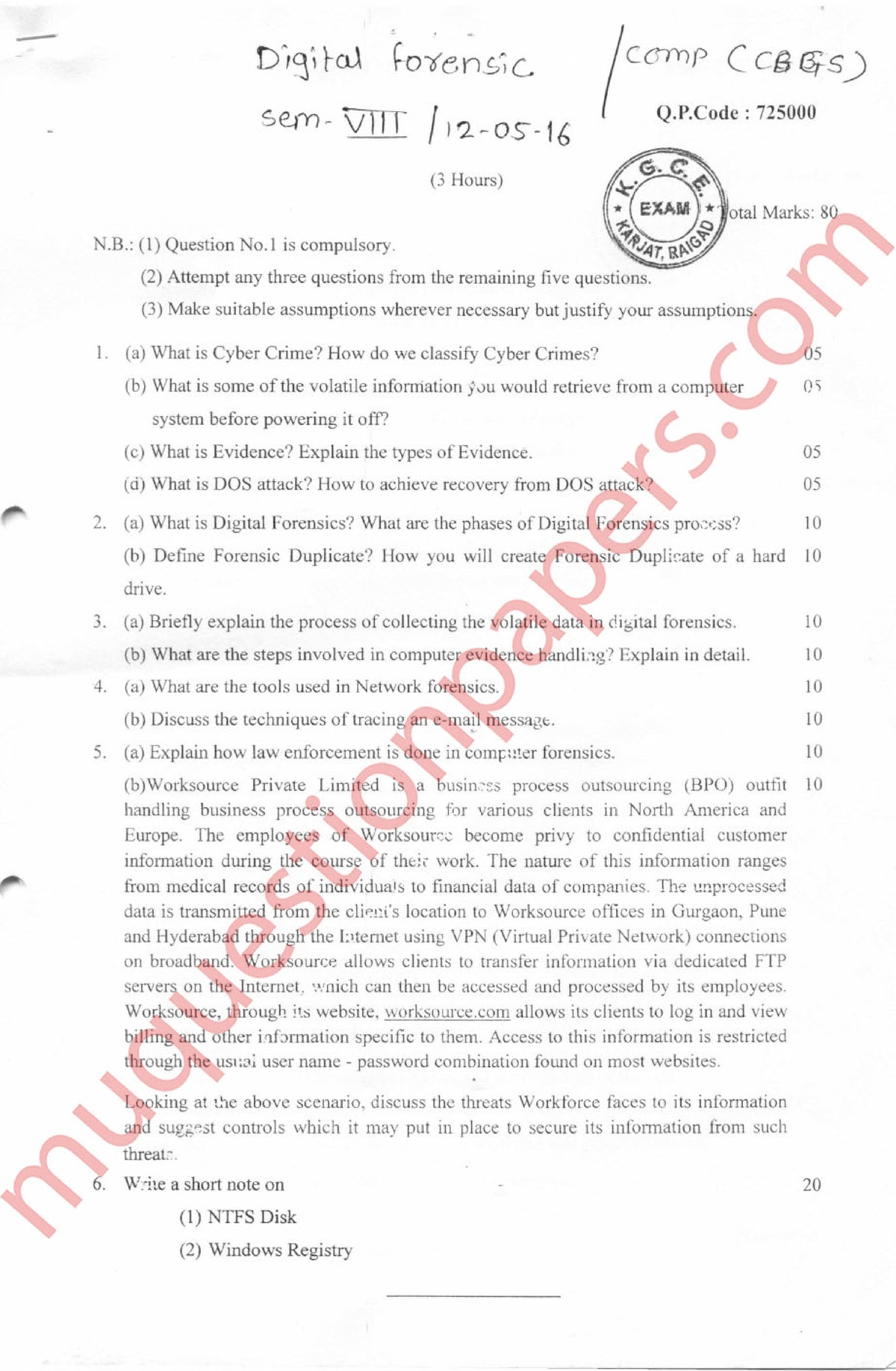 BE-Comps SEM8 DF MAY16 - Exam - Digital Forensics - Studocu