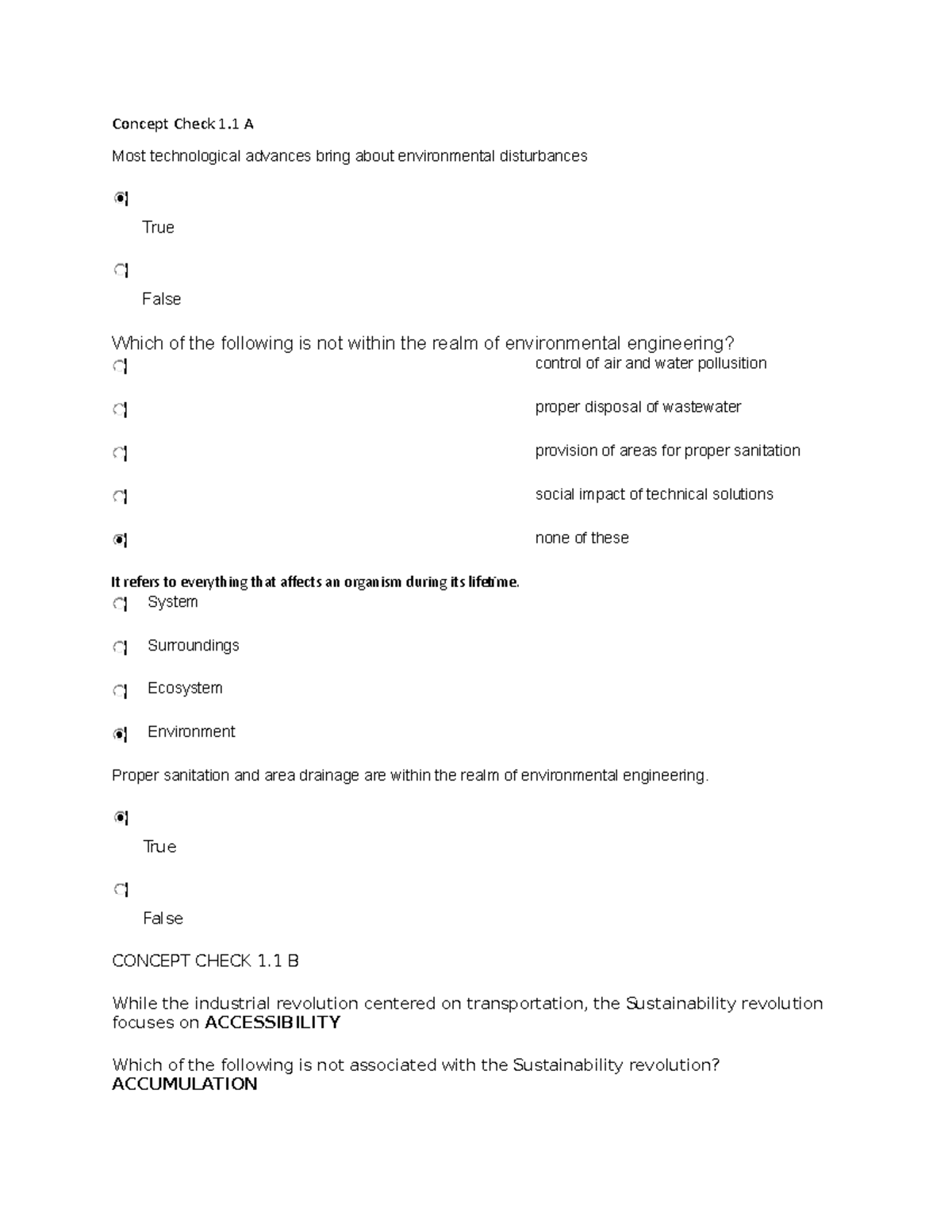 Concept Check Module 1 in Environmental Science - Concept Check 1 A ...