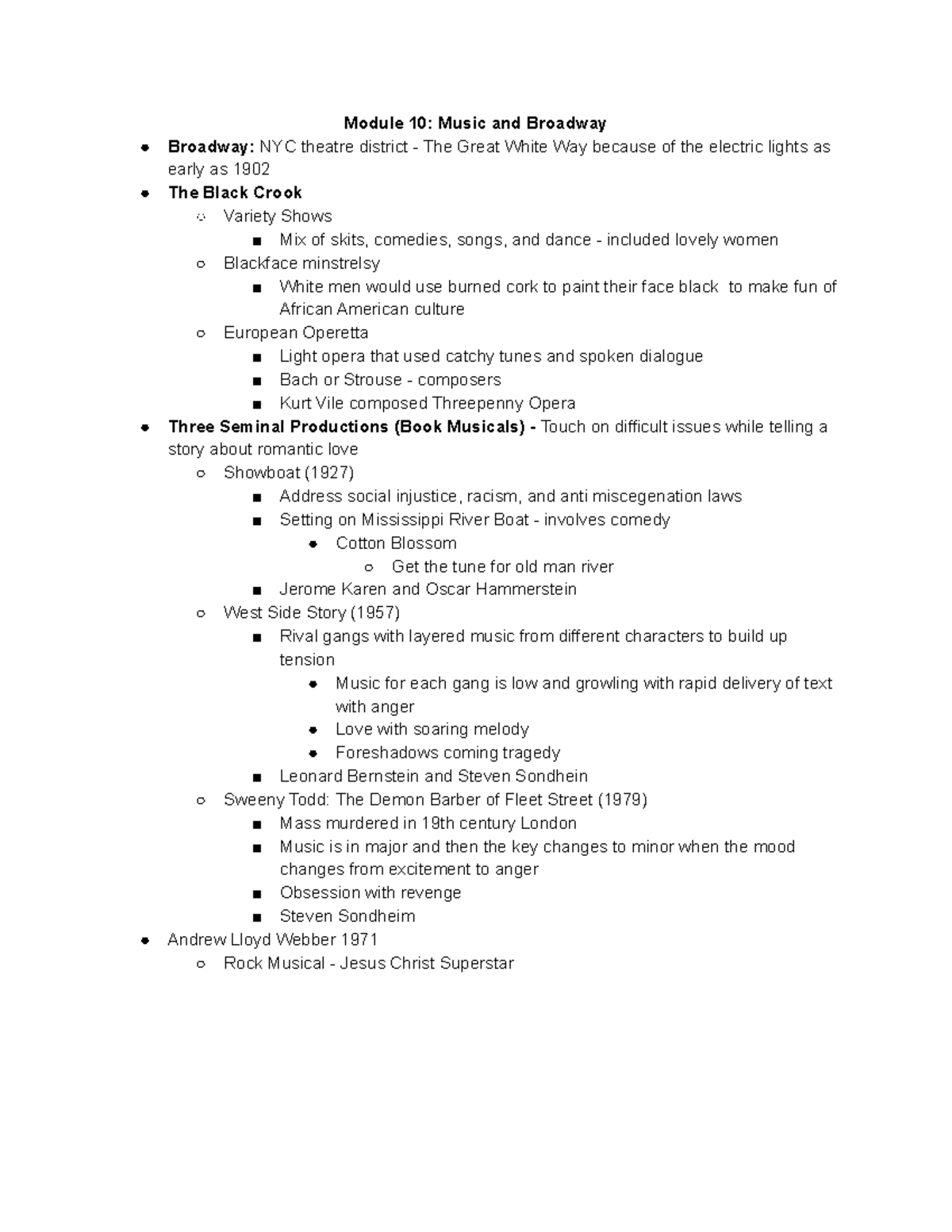 Module 10 Music and Broadway - Module 10: Music and Broadway Broadway ...