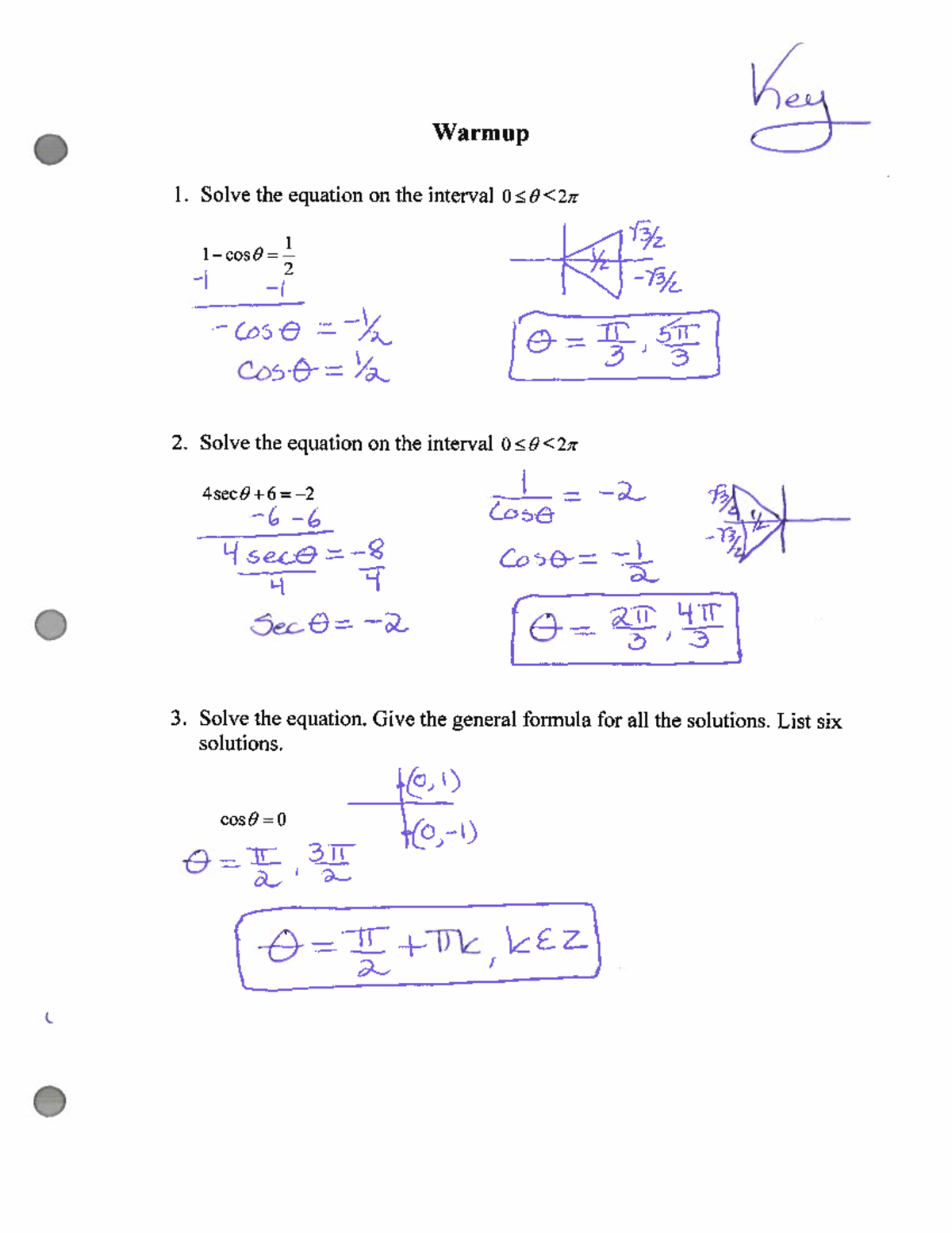 Solving Trig Day 2 Keys - So basically this is t\all the awnsers for everyhting - MATH241 - Studocu