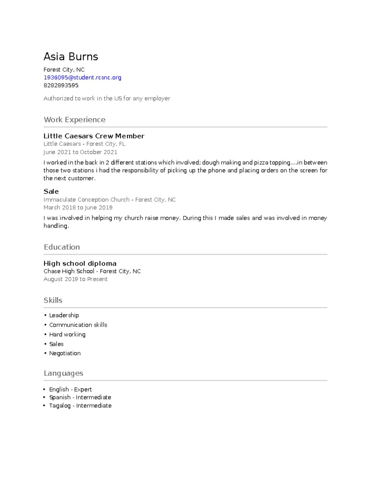 Asia-Burns - great help on Chem 130 - Asia Burns Forest City, NC ...