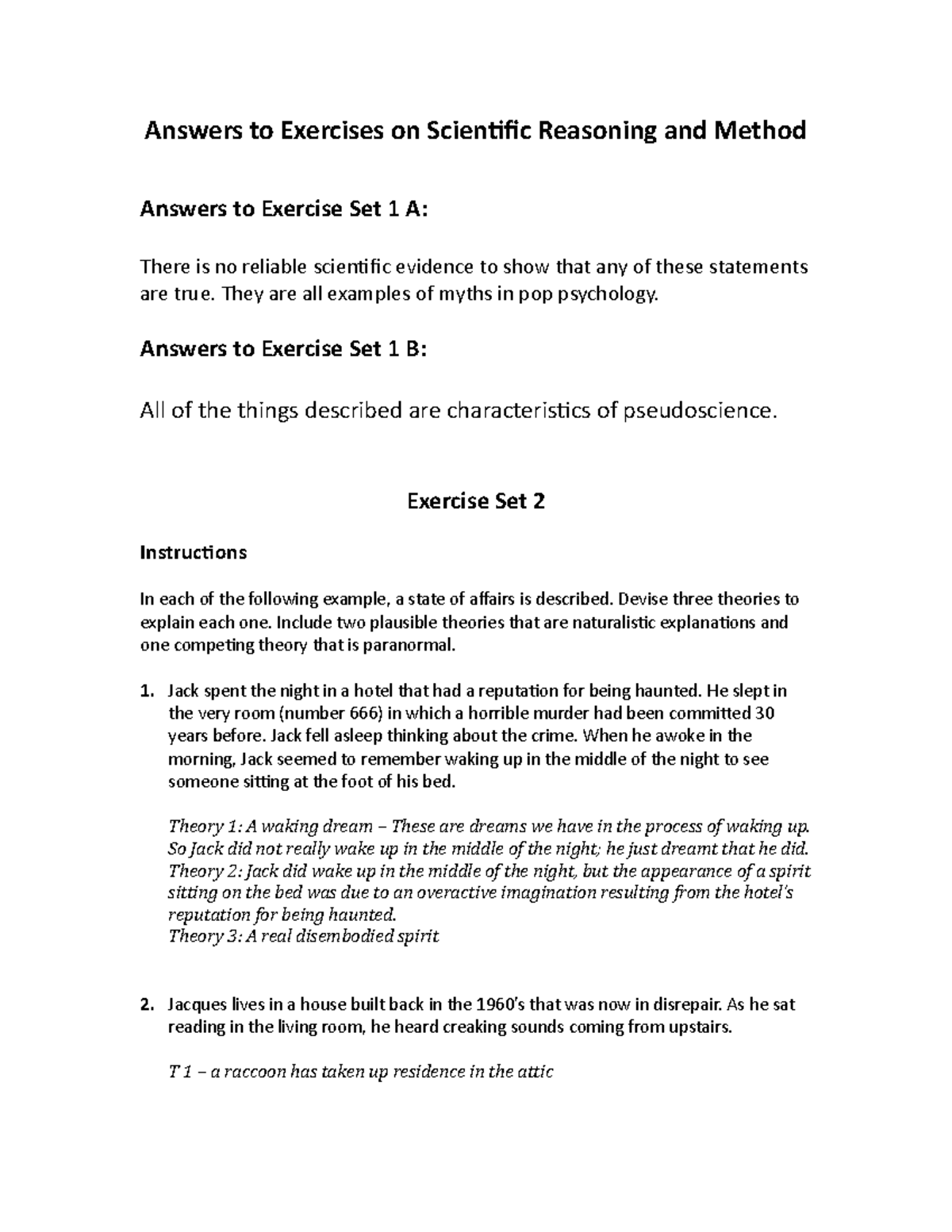 Answers Exs Scientific Reasoning - Answers to Exercises on Scientific ...