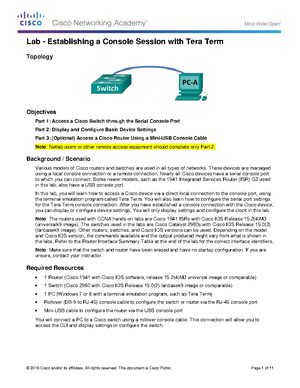 2.3.3.3 Lab - Building a Simple Network - Topology Addressing Table Device Interface IP Address ...