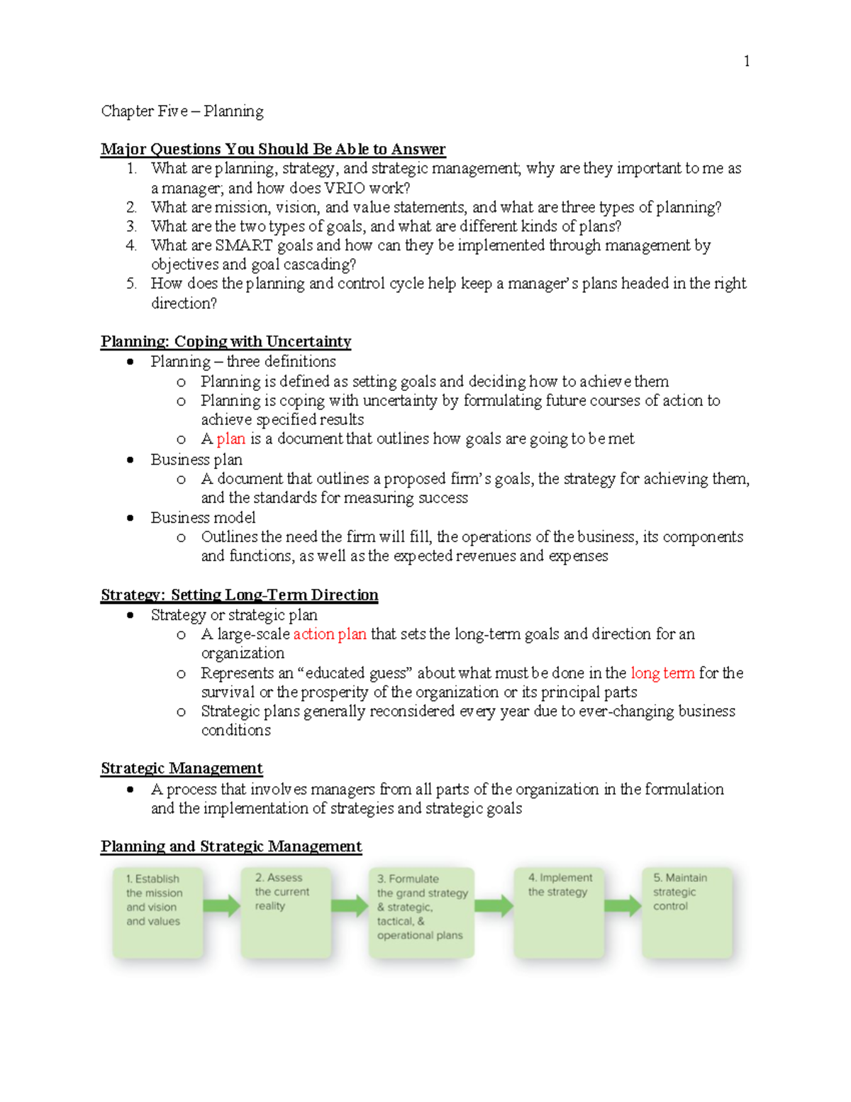 Chapter Five - Planning - 1 Chapter Five – Planning Major Questions You ...