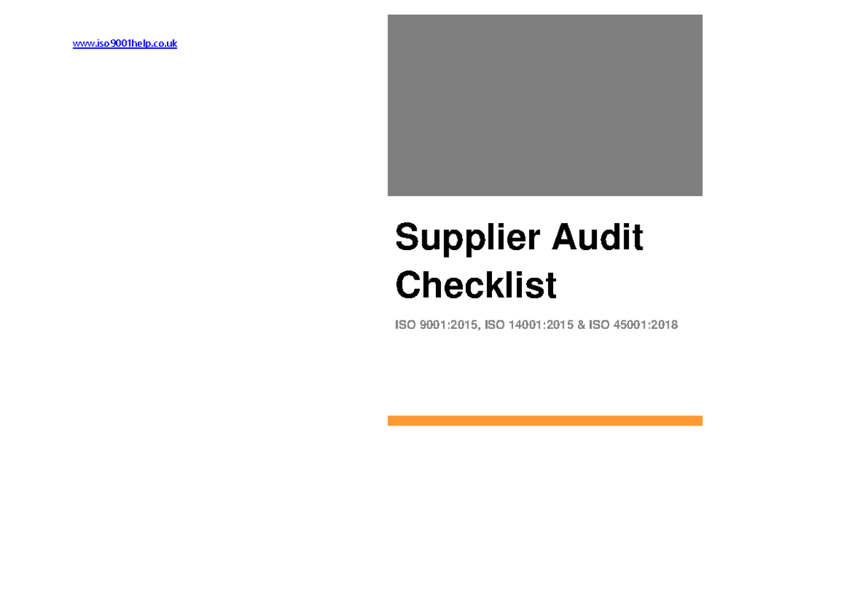 Ehqms Supplier Audit Checklist - iso9001help.co Supplier Audit ...