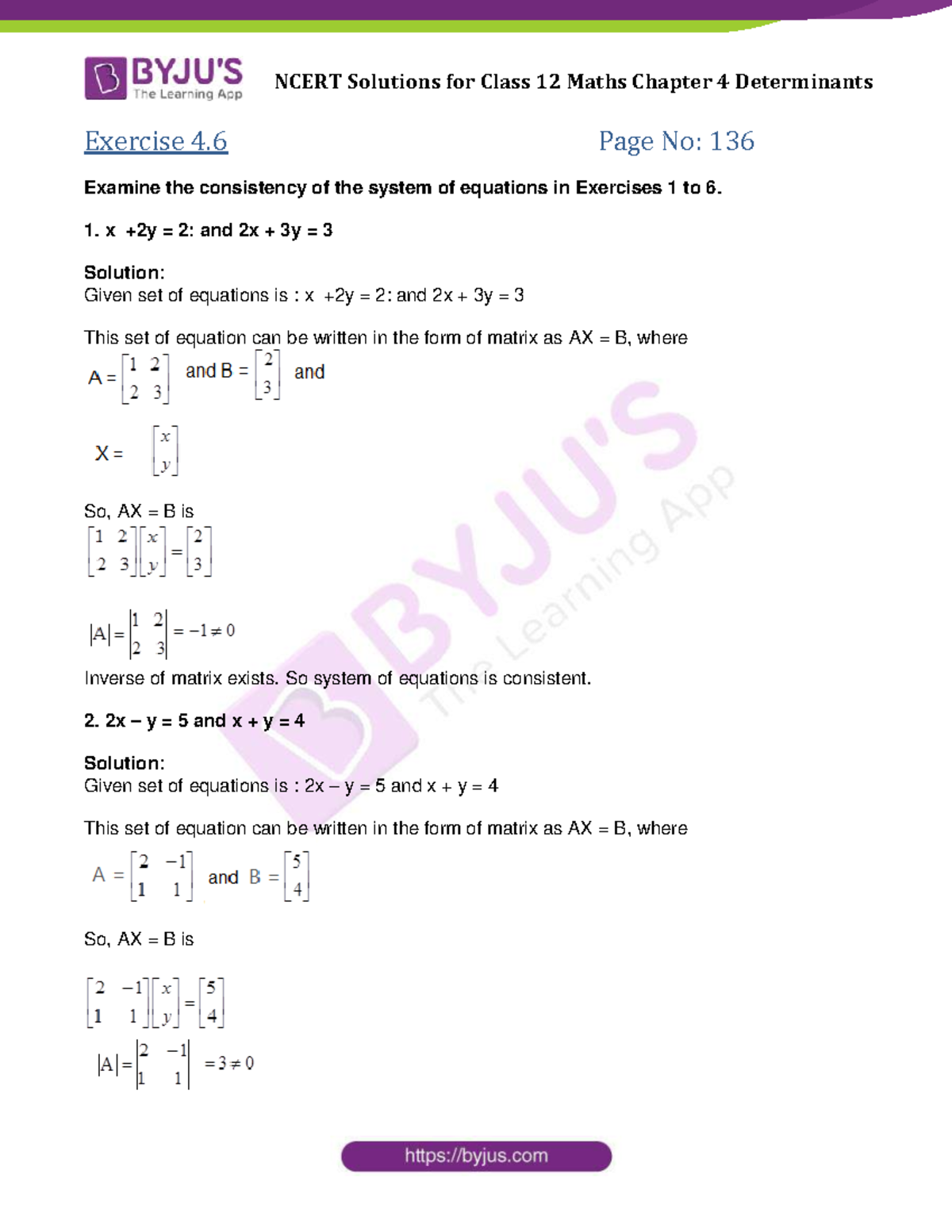 Ncert-Solutions-For-Class-12-Maths-chapter-4-Determinants-exercise-4.6 ...
