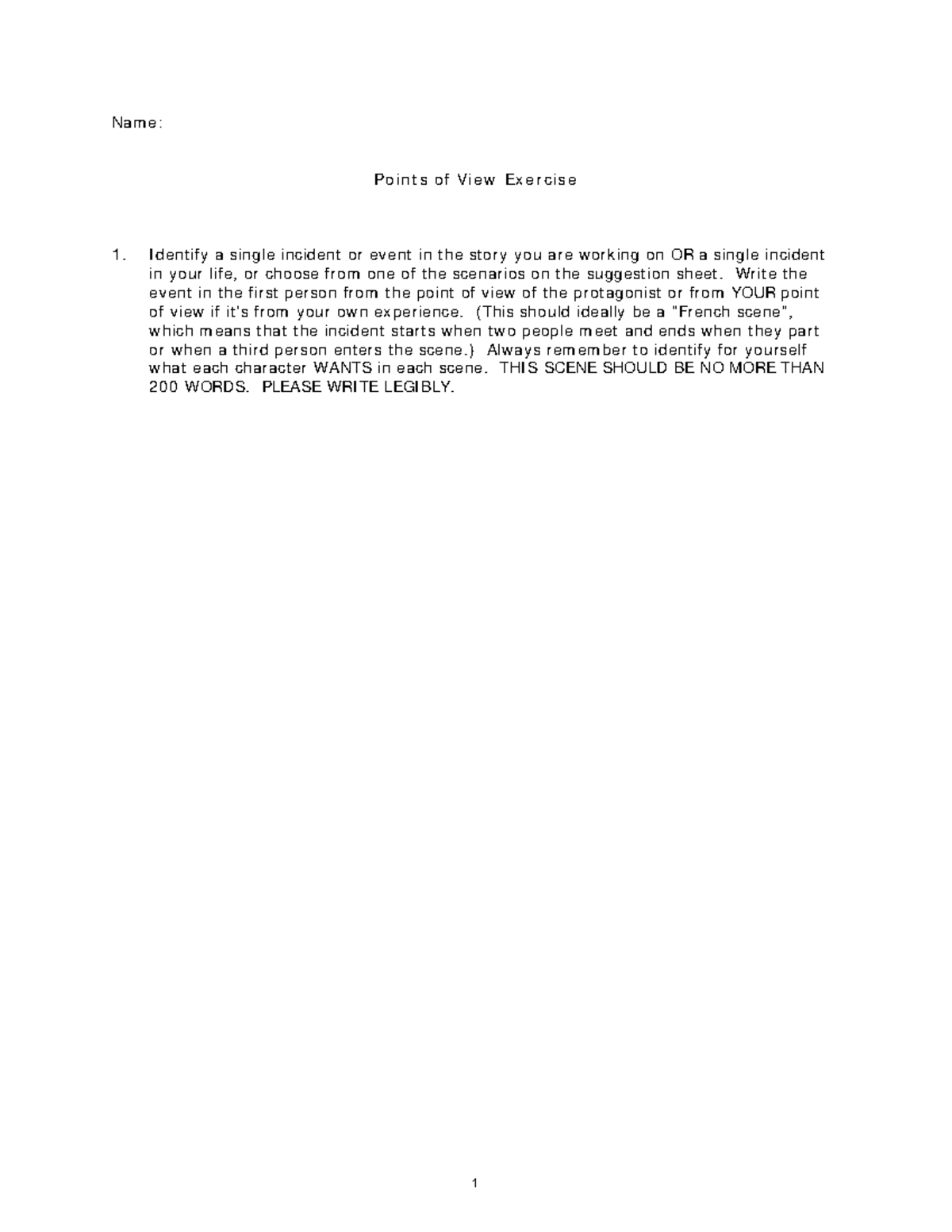 Points of View Exercise - Identify a single incident or event in the ...