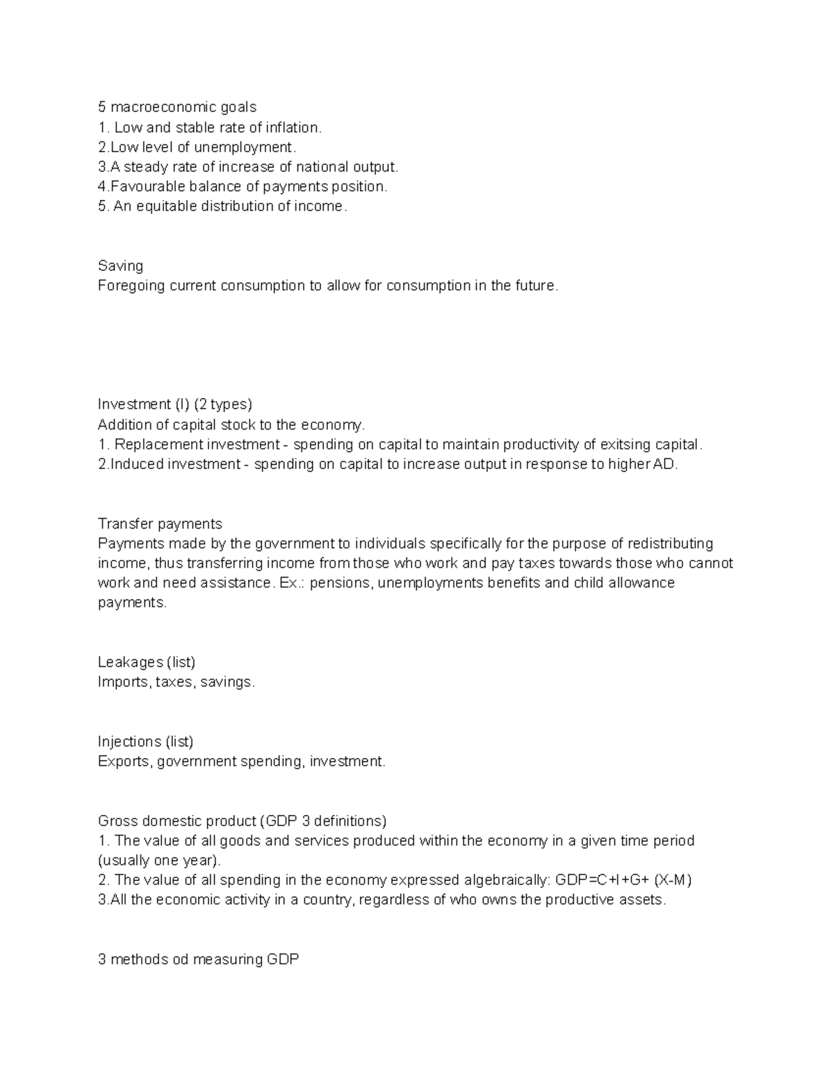 Macroeconomics practice materials - 5 macroeconomic goals Low and ...