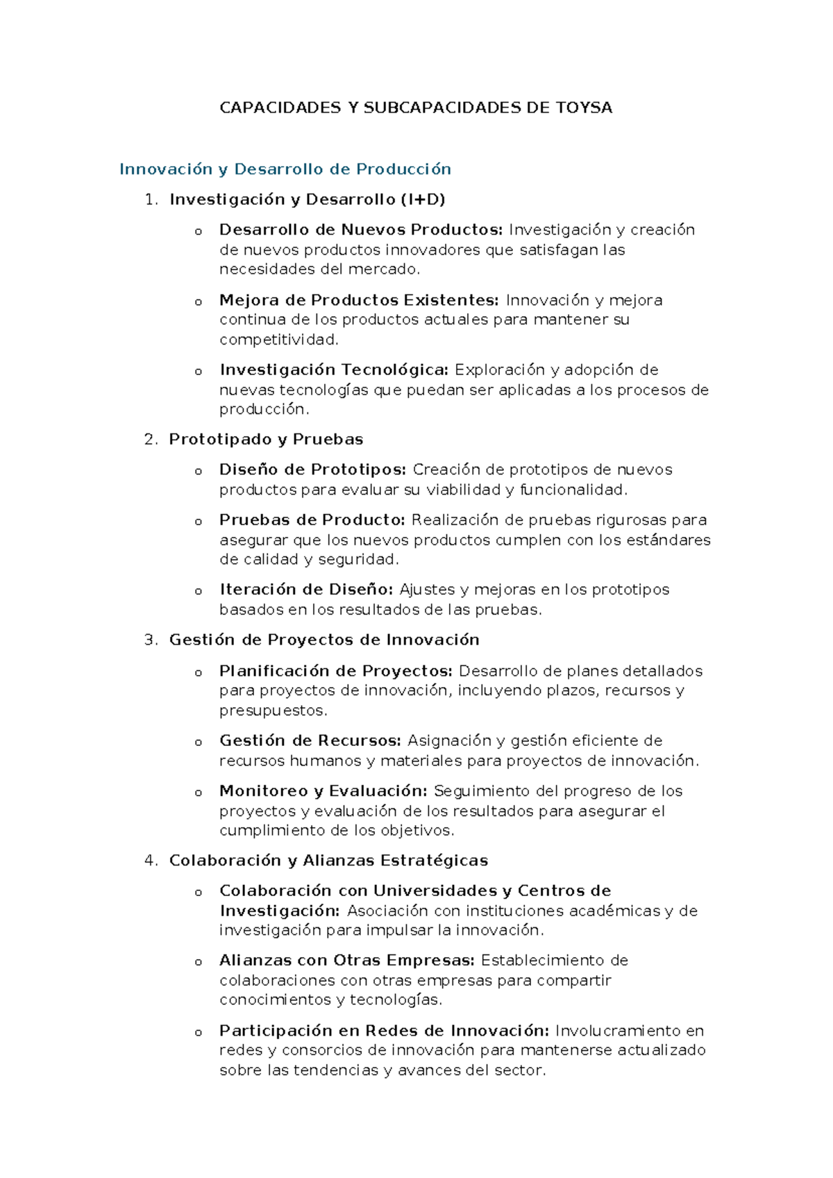 Capacidades Y Subcapacidades DE Toysa - CAPACIDADES Y SUBCAPACIDADES DE ...