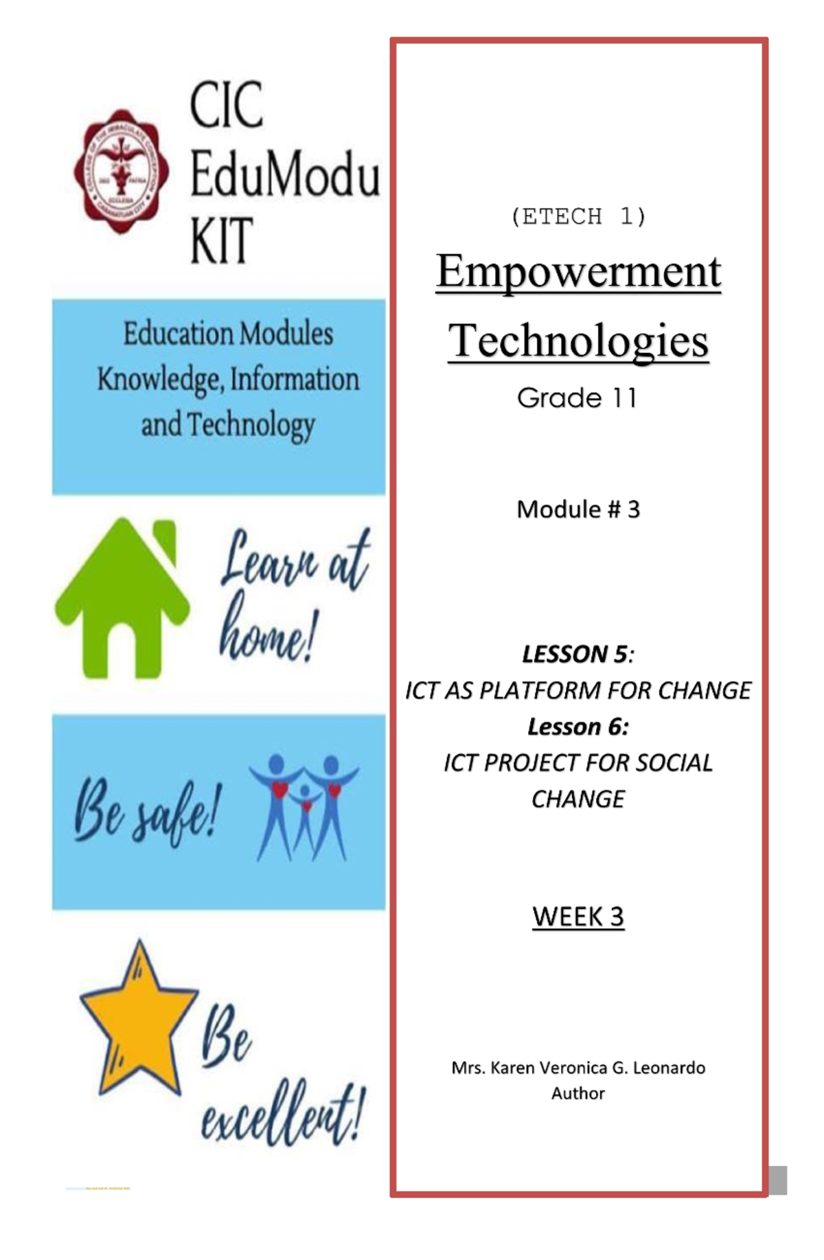 M3- Etech - Module 3 - SENIOR HIGH SCHOOL DEPARTMENT Socially Responsible Leaders Making a - Studocu