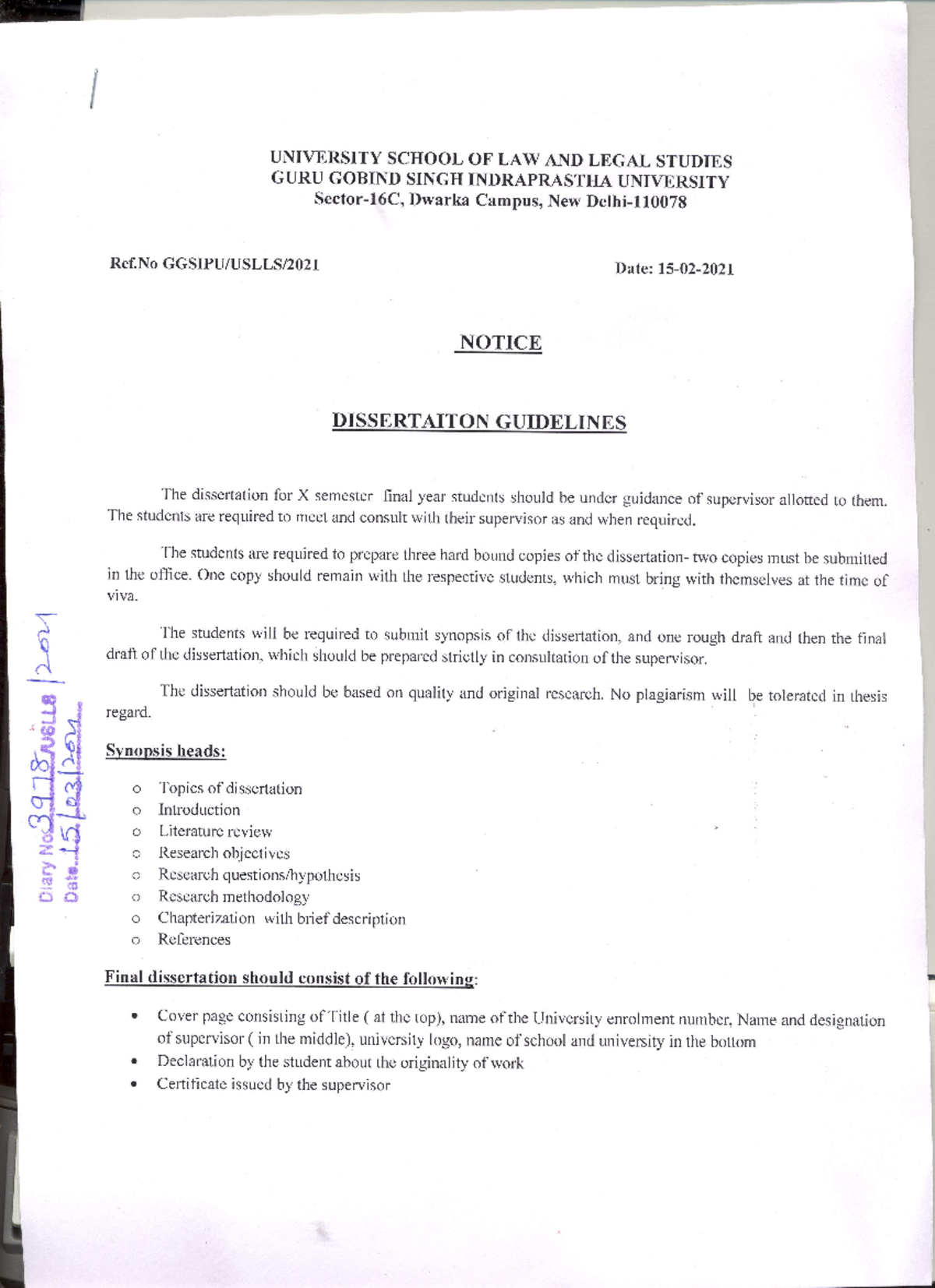 D Guidelines - Dissertation - Civil Procedure Code - CPC - Studocu