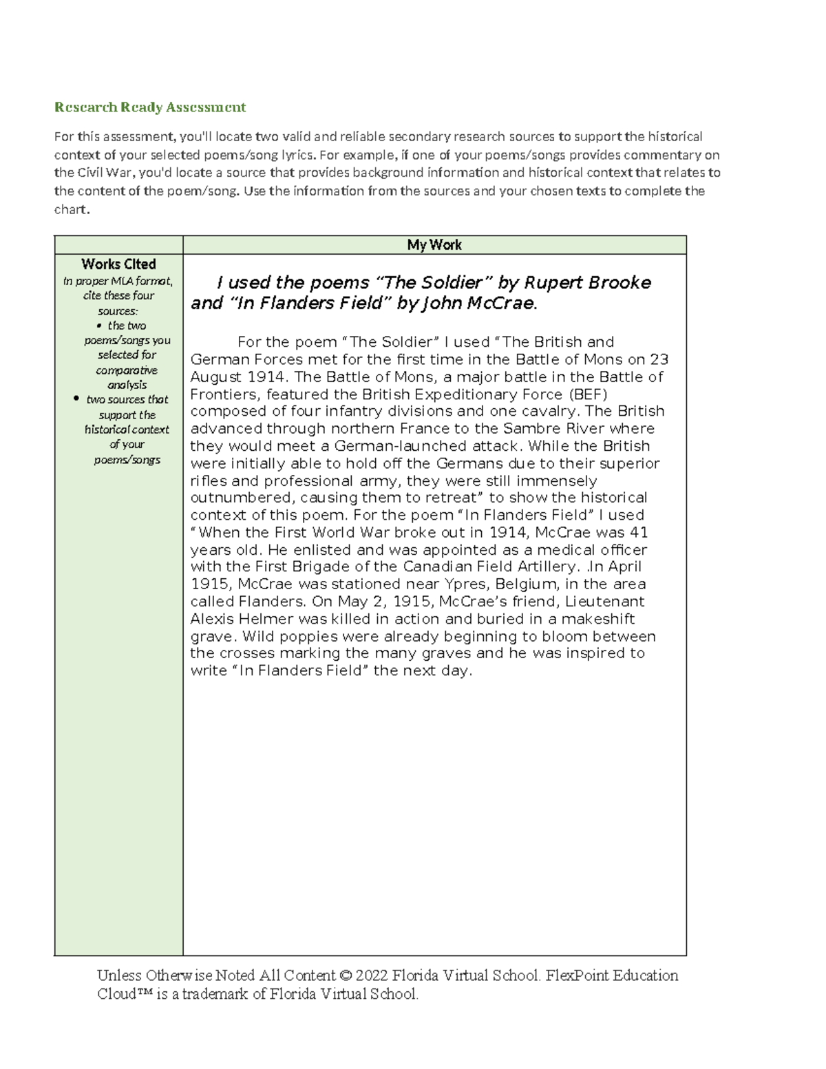 Research ready assess rubric - Research Ready Assessment For this ...