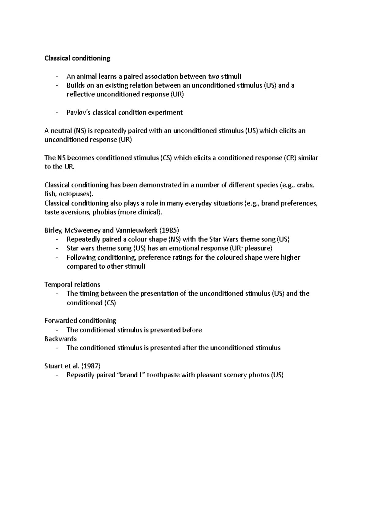 Classical conditioning - Classical conditioning An animal learns a ...