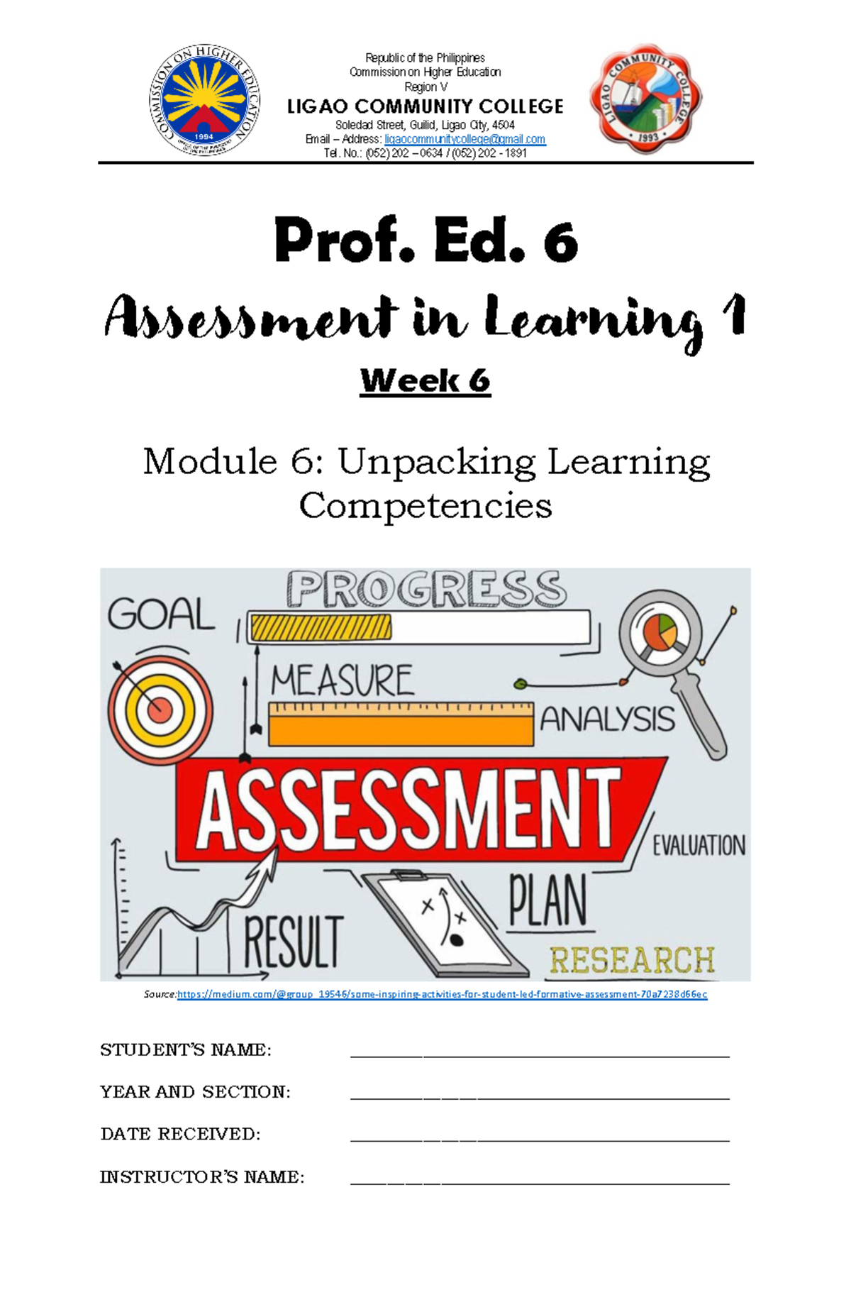 Module-6 Assessment-IN- Learning-1 WEEK-6 - Commission on Higher ...