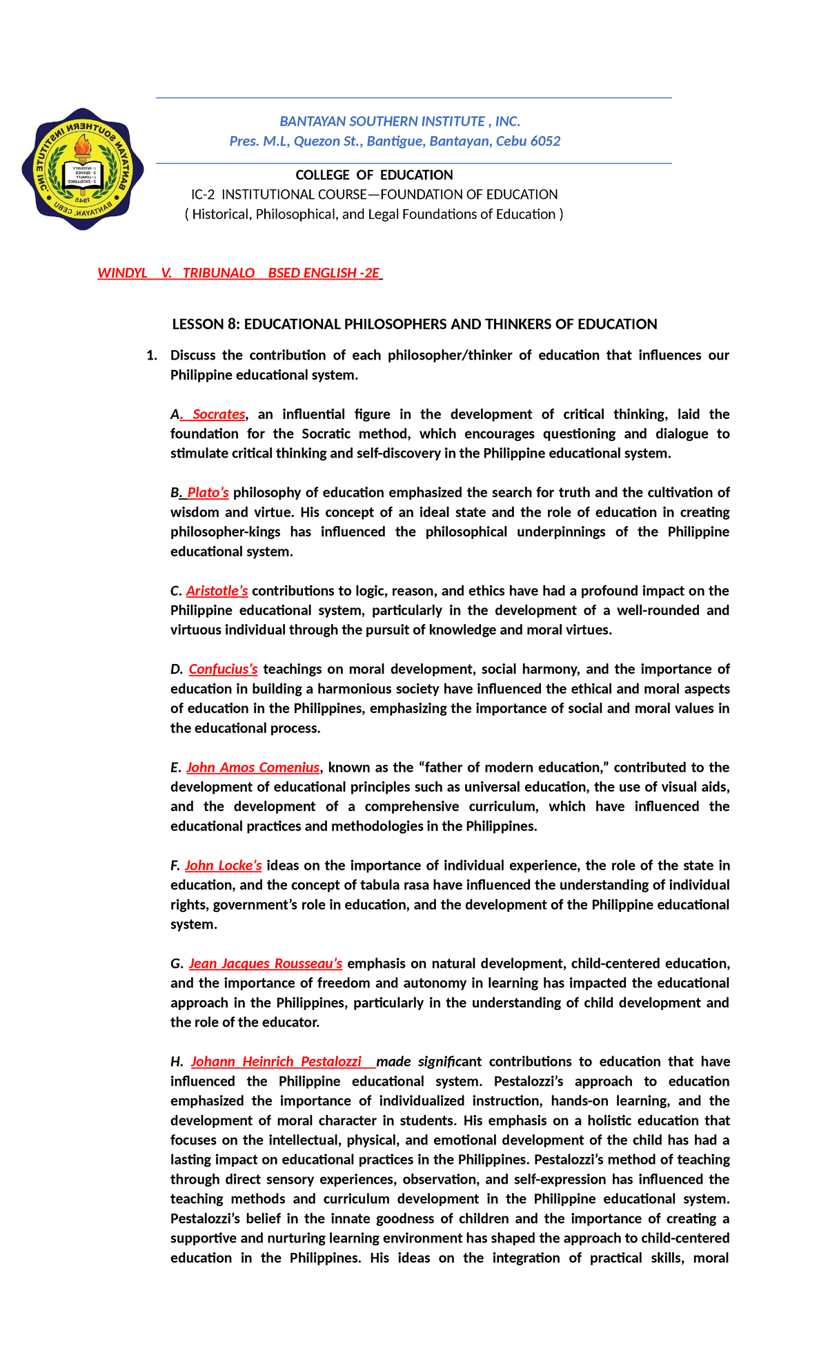 IC2 Lesson 8 - Very helpful - BANTAYAN SOUTHERN INSTITUTE , INC. Pres ...