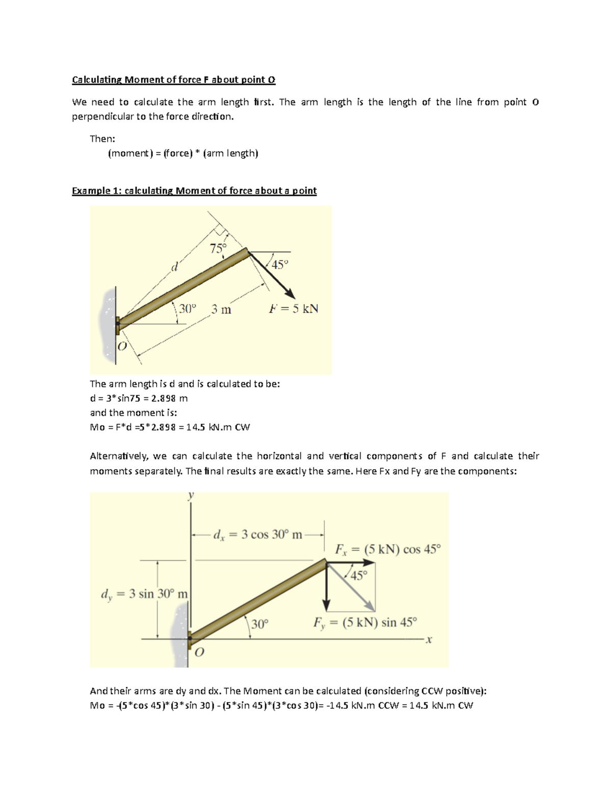 Moment calculation - Summary Engineering Design and Communications ...