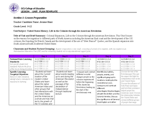 Sec-355 Lesson Plan 1 - LESSON PLAN TEMPLATE Section 1: Lesson ...