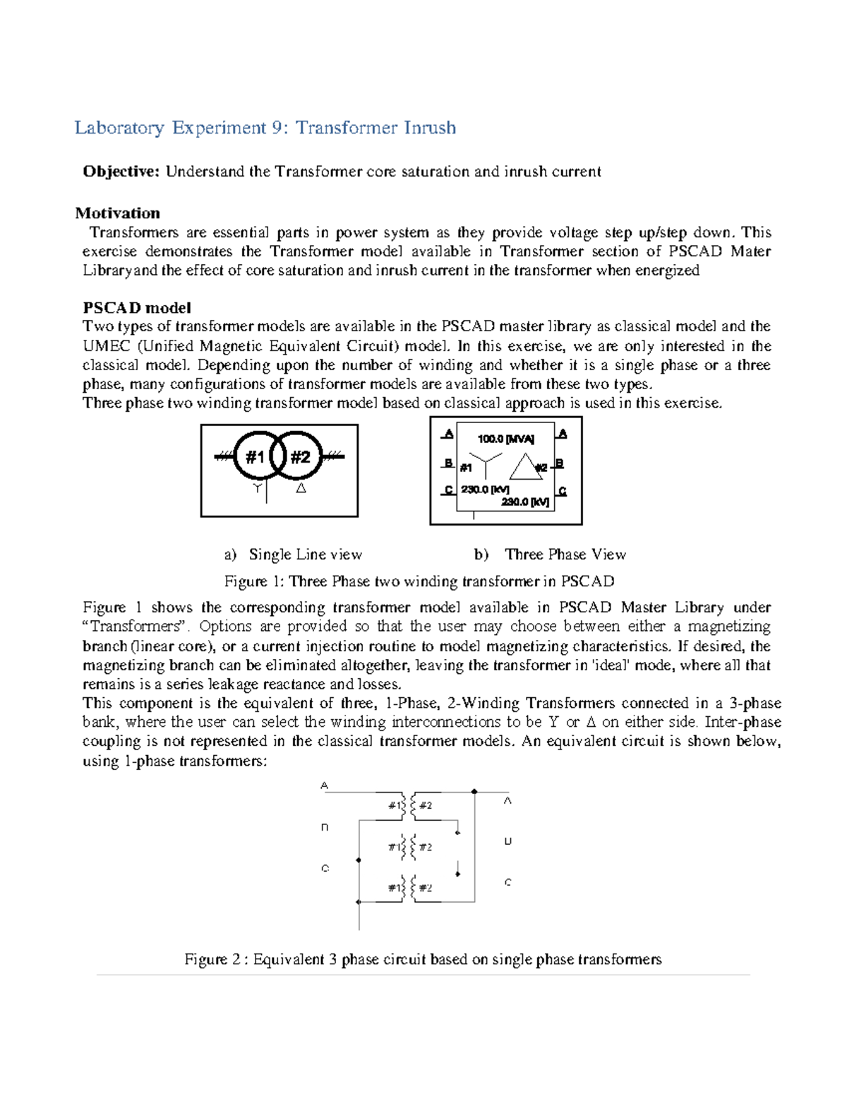 Laboratory Experiment 9 - This exercise demonstrates the Transformer ...