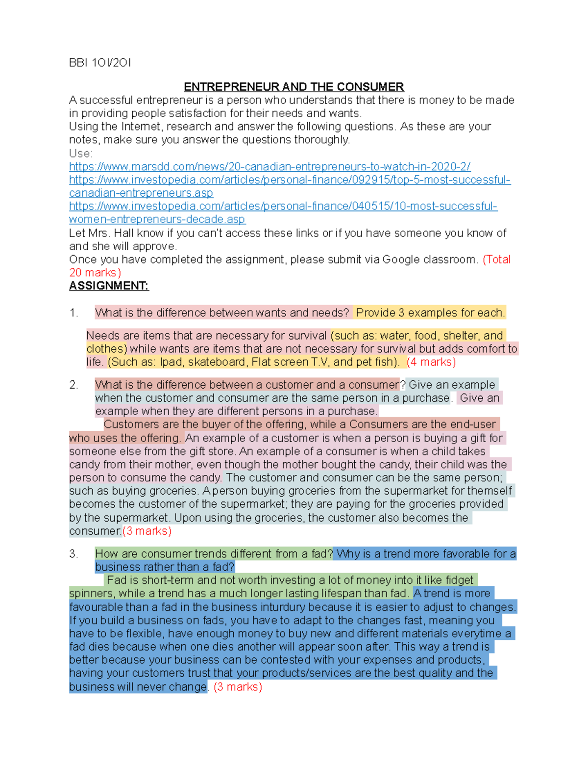 Entrepreneur and The Consumer - BBI 1OI/2OI E NTREPRENEUR AND THE ...