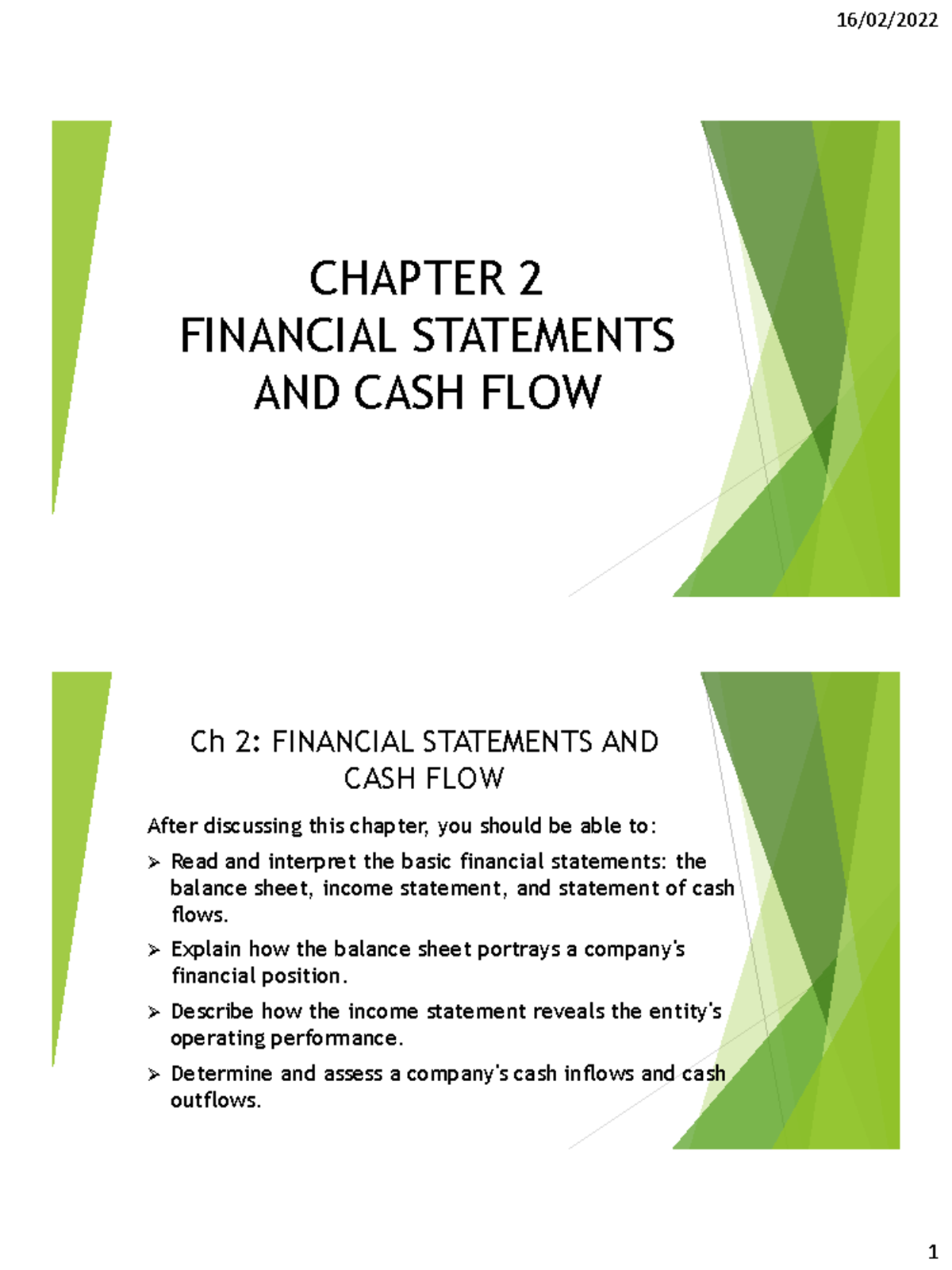 Chapter 2 Financial Statements & Cash Flows - CHAPTER 2 FINANCIAL ...