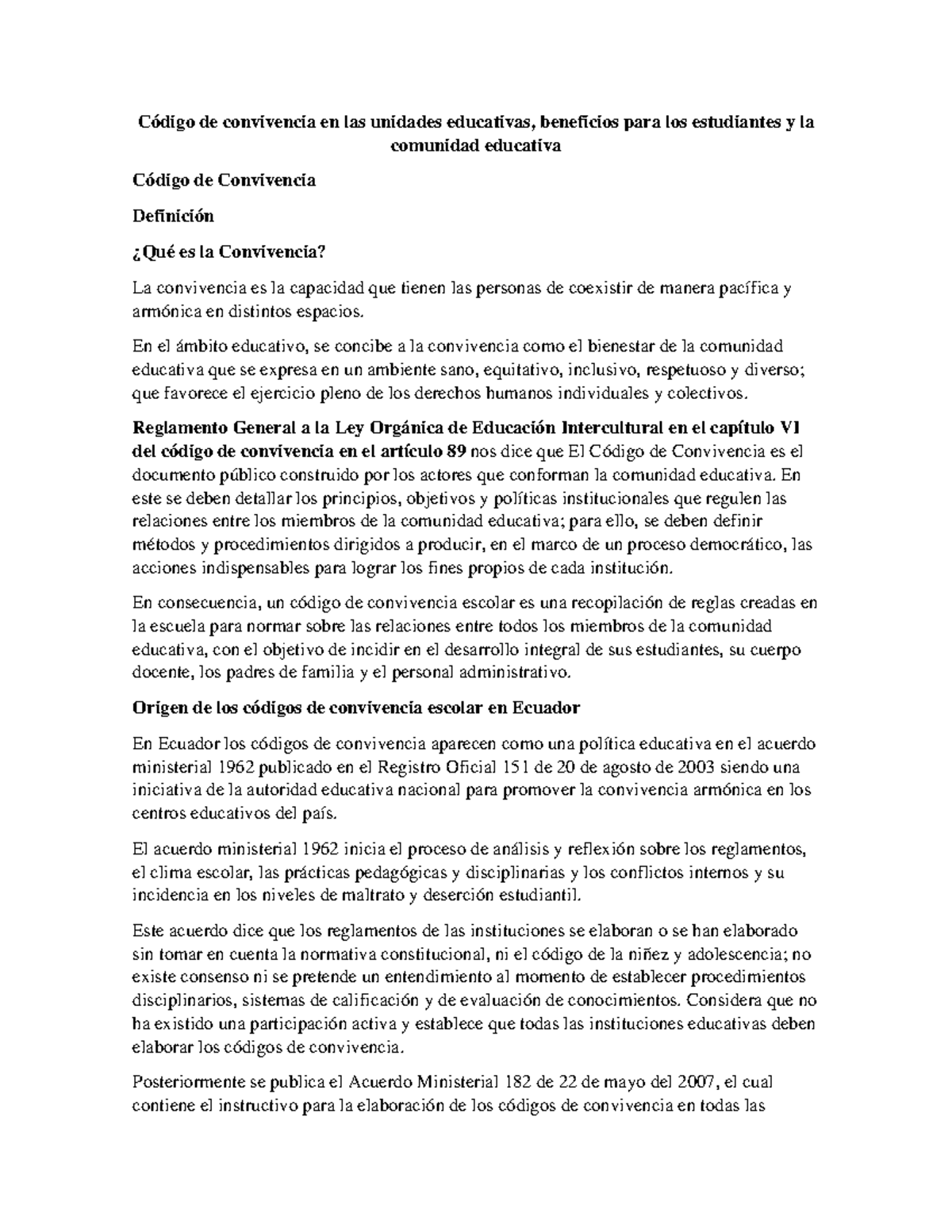 Pe Código De Convivencia Código De Convivencia En Las Unidades