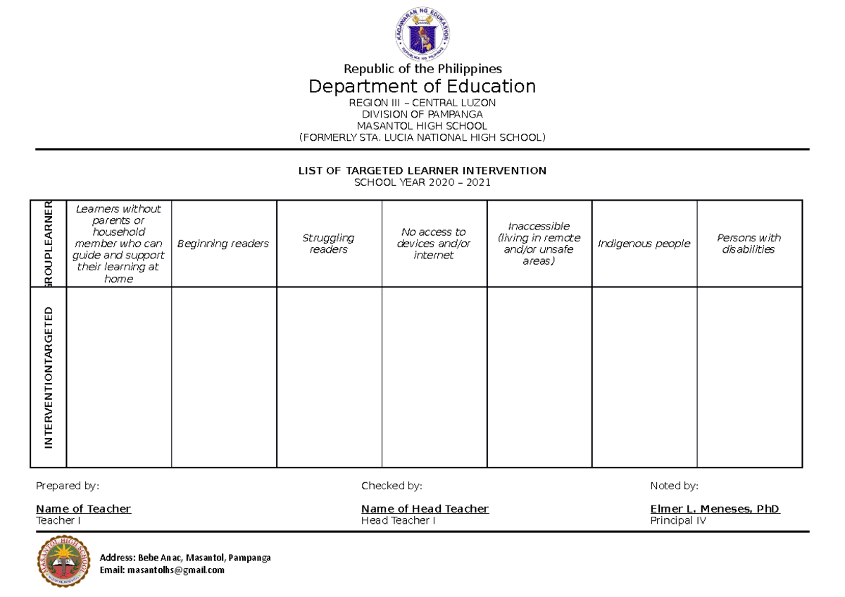 Learning-PLAN Action-PLAN SY2020-2021 - REGION III – CENTRAL LUZON ...