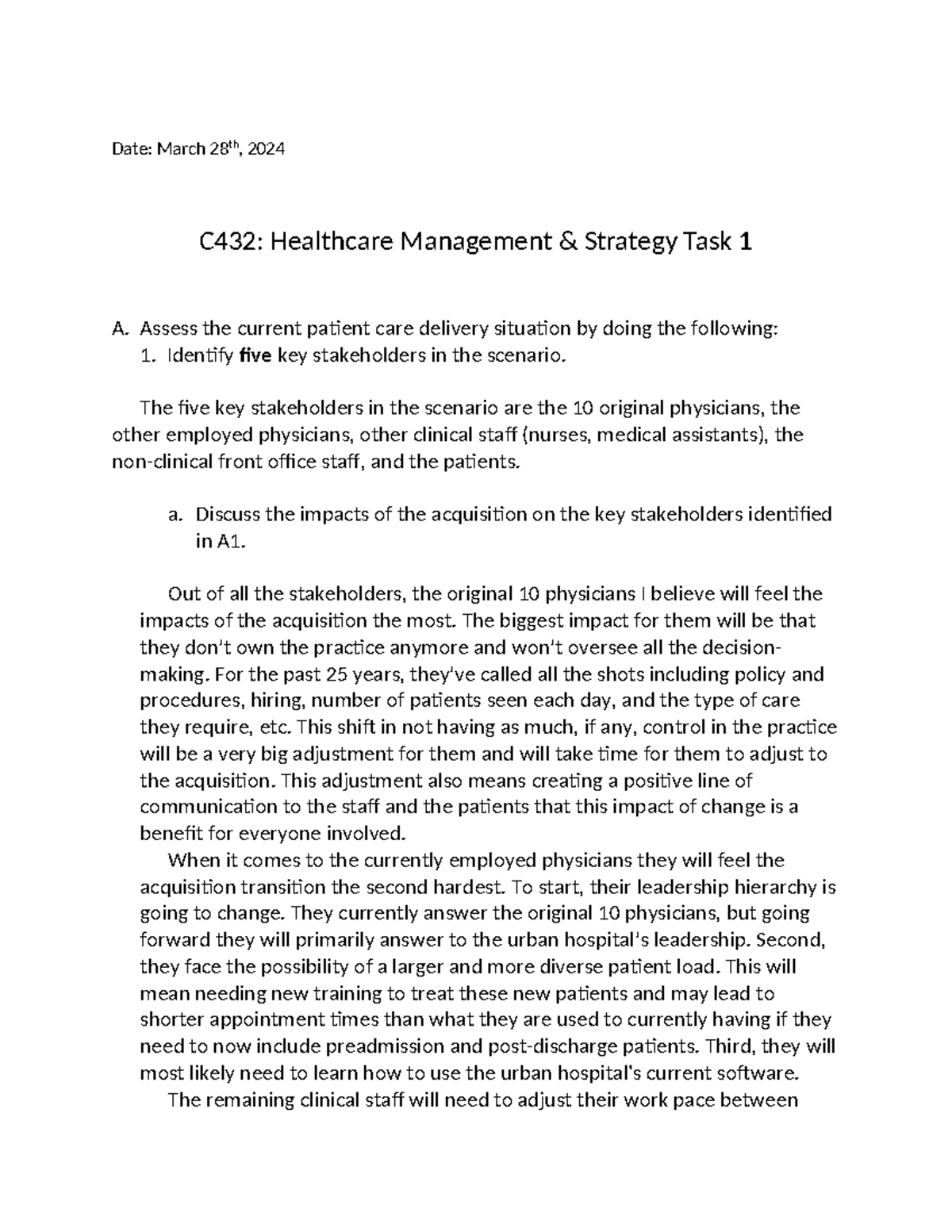 C432 - Performance Assessment 1st attempt pass - Date: March 28th, 2024 ...