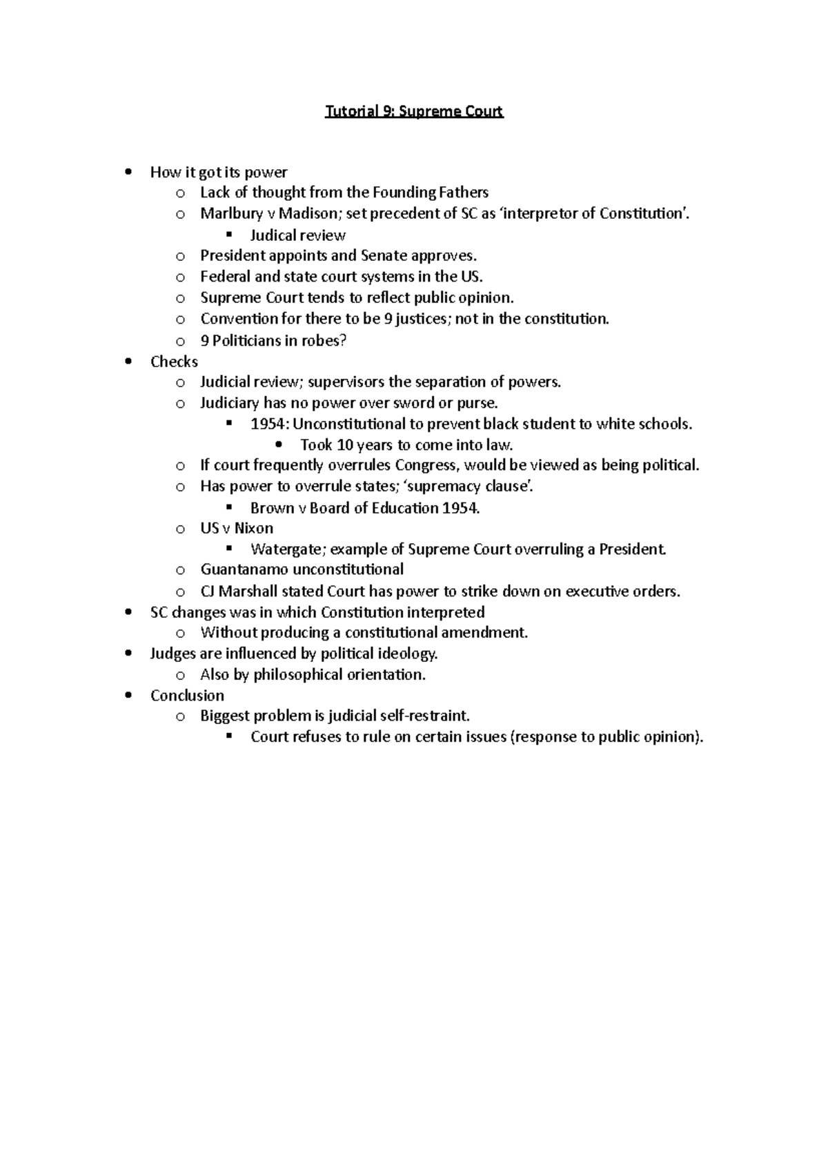 T9-Supreme Court - tutorial - Tutorial 9: Supreme Court How it got its ...