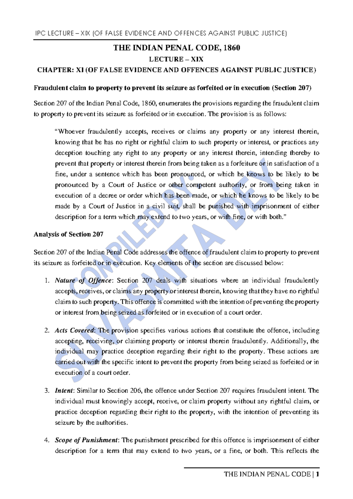 IPC C19-1 - LLB notes - THE INDIAN PENAL CODE, 1860 LECTURE – XIX ...