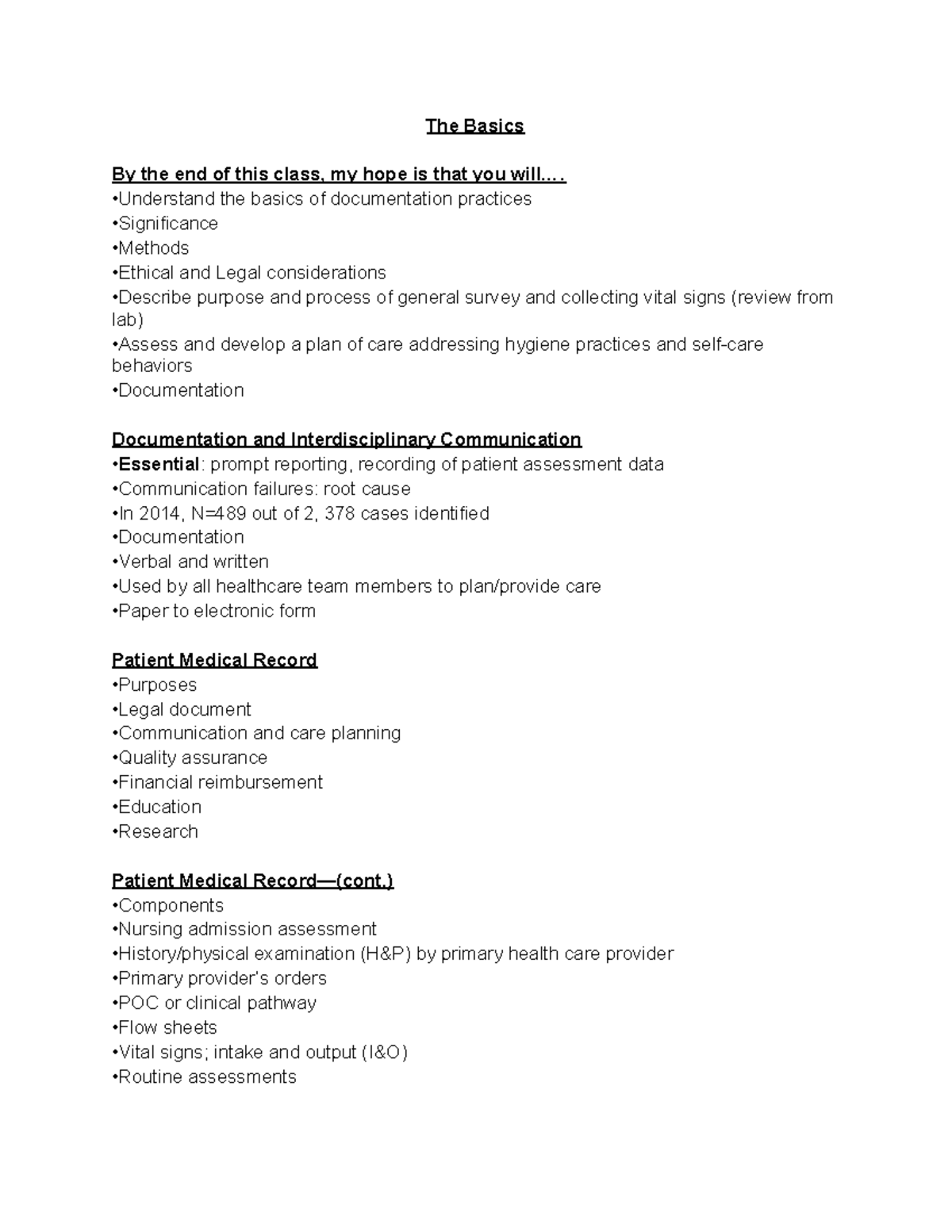 The Basics- Intro to Nrs - The Basics By the end of this class, my hope ...