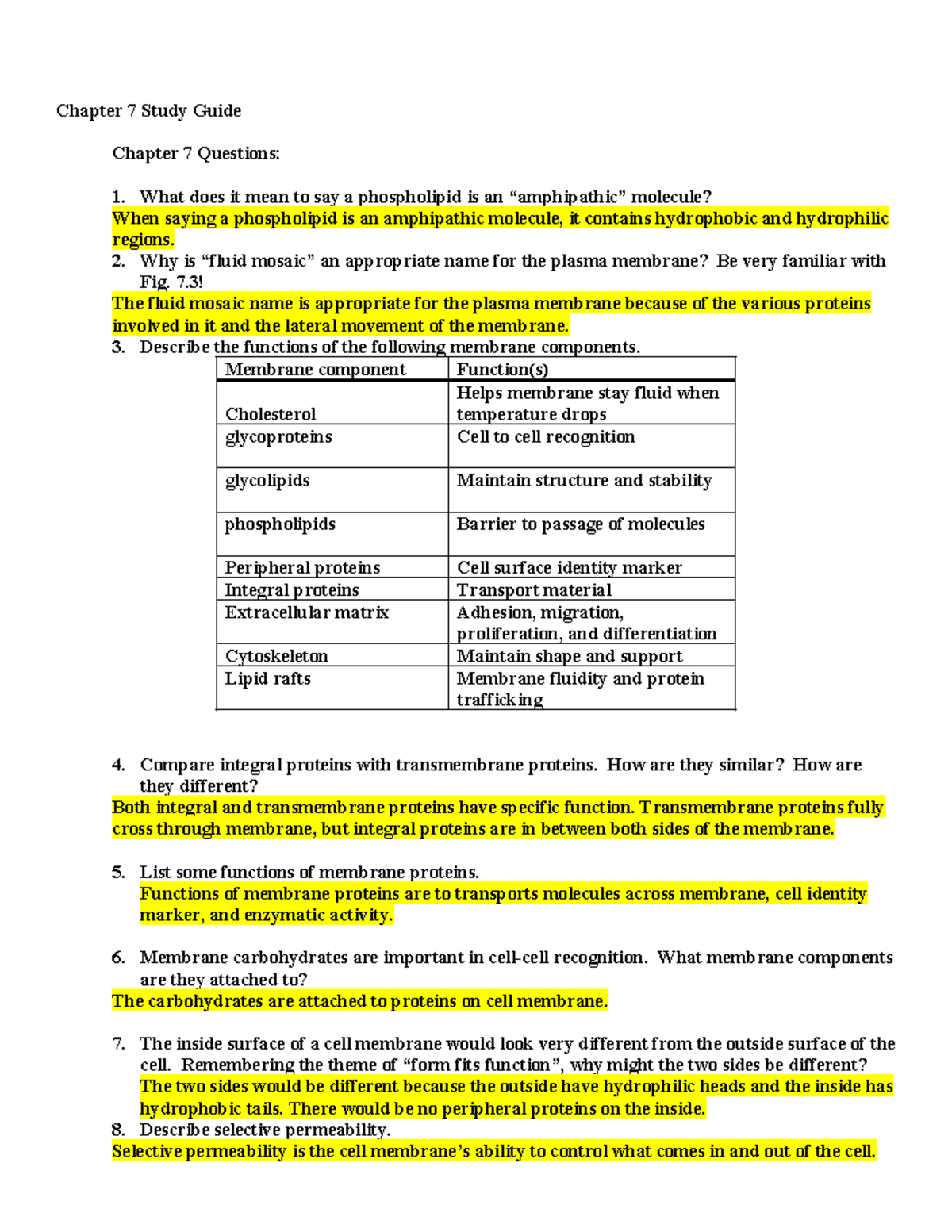 Chapter 7 Study Guide BIO181 - Chapter 7 Study Guide Chapter 7 ...