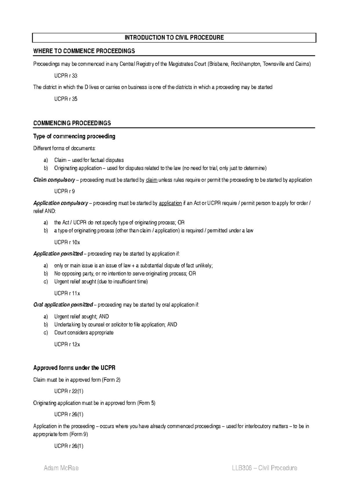 1.0 Introduction to Civil Procedure - INTRODUCTION TO CIVIL PROCEDURE ...