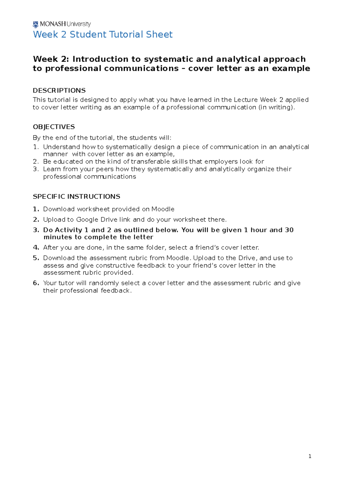 FIT1055 W2 Student Tutorial Sheet S1, 2022 - Week 2 Student Tutorial ...