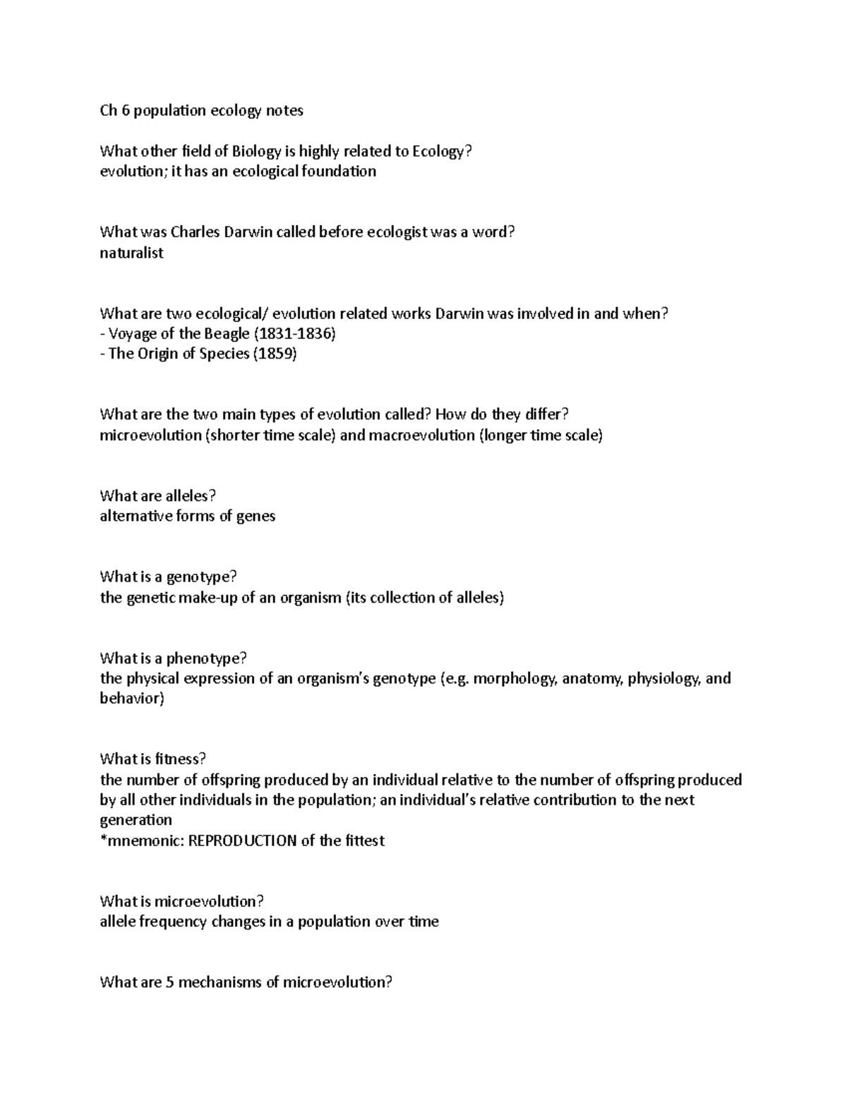Ch 6 population ecology notes - Ch 6 population ecology notes What ...