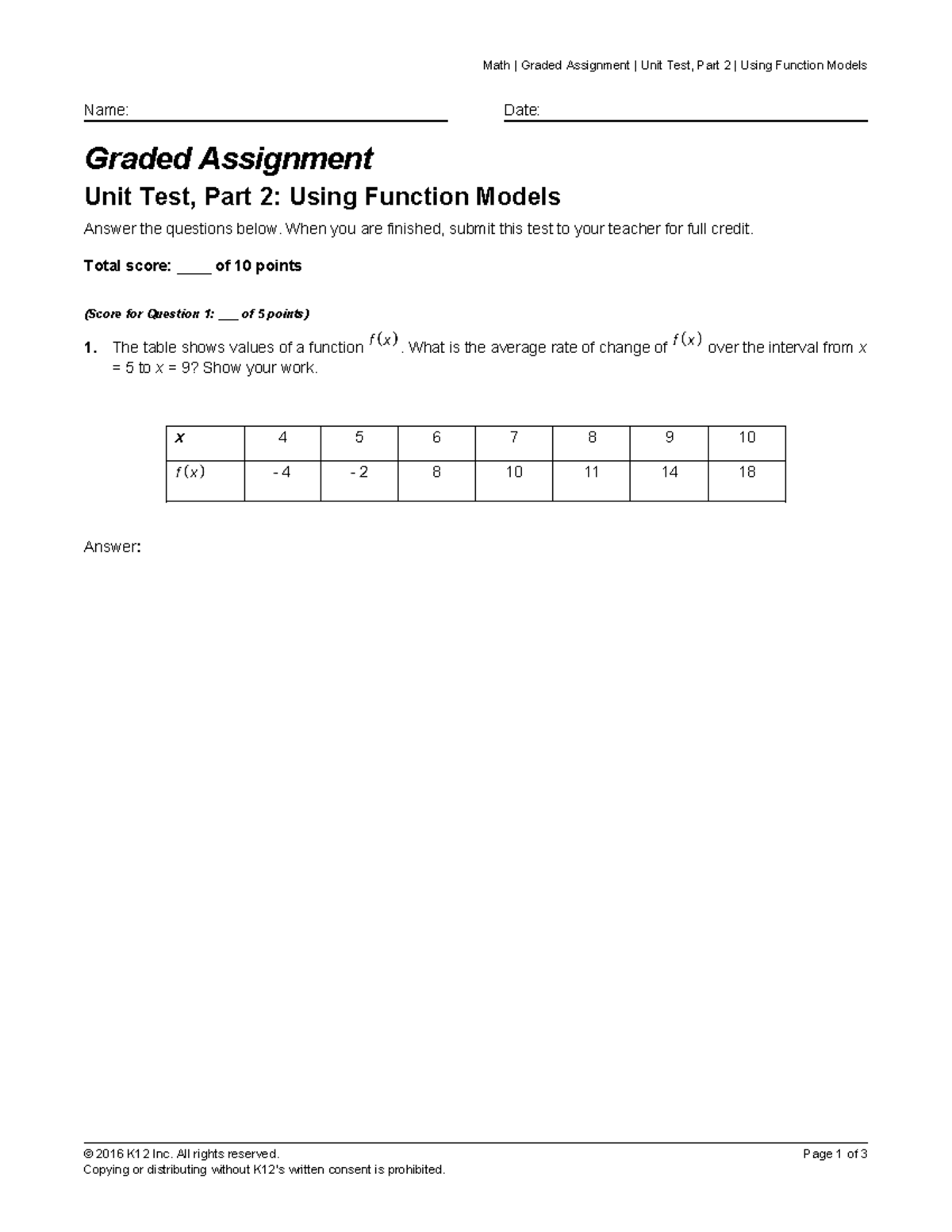 Unit 3 Part 2 - Math assignment money - Math | Graded Assignment | Unit ...