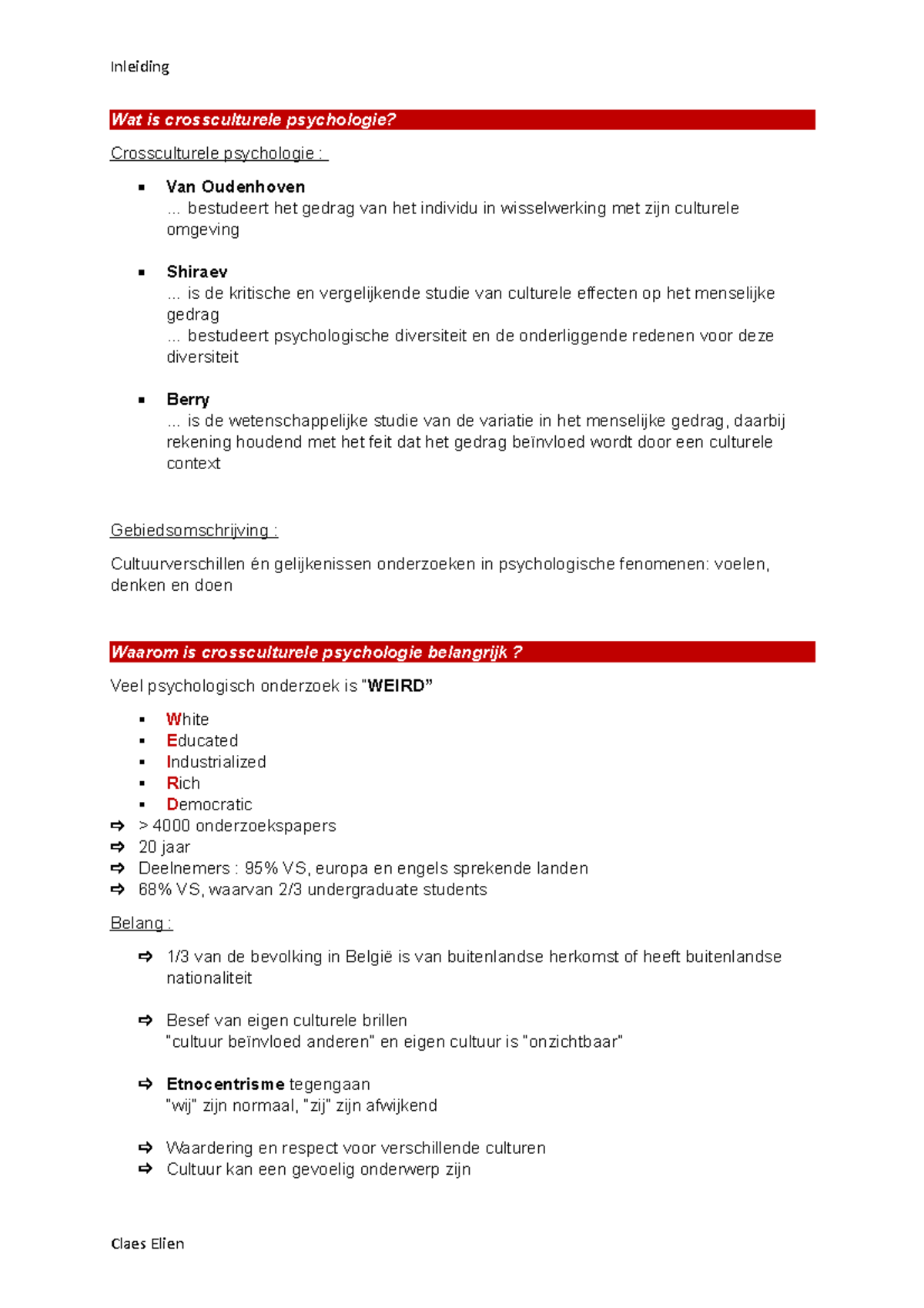 Les 1- Inleiding - samenvatting van les - Inleiding Wat is ...