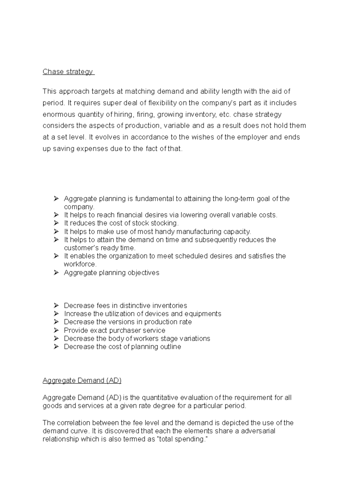 Final product inventory - Chase strategy This approach targets at ...