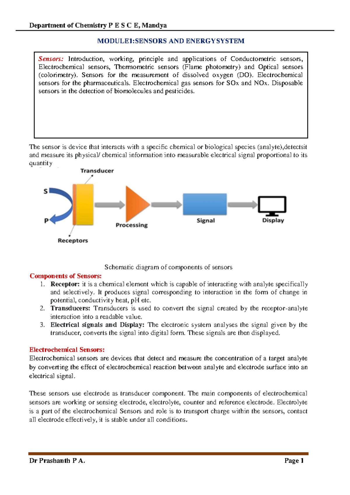 Module 1 A Cs Stream Sensors Module1sensors And Energysystem The Sensor Is Device That