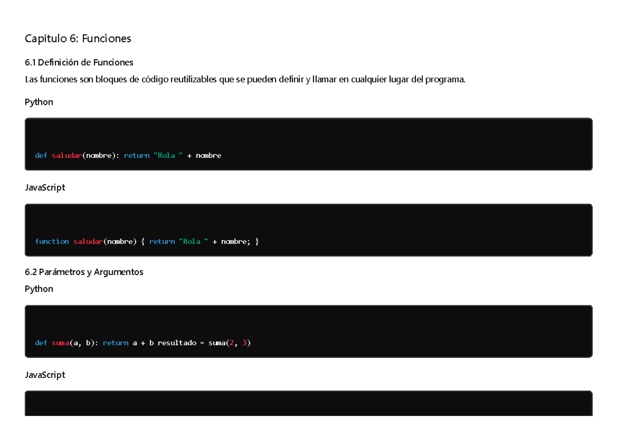 Capítulo 6 Funciones - Python def saludar(nombre): return "Hola ...