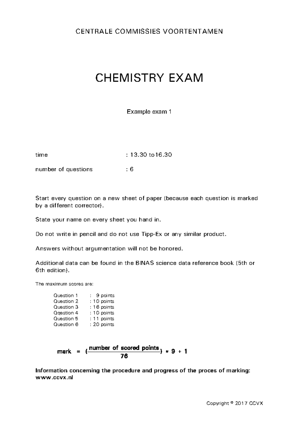 Chemistry exam 3 - Exercices de chimie - CENTRALE COMMISSIES ...