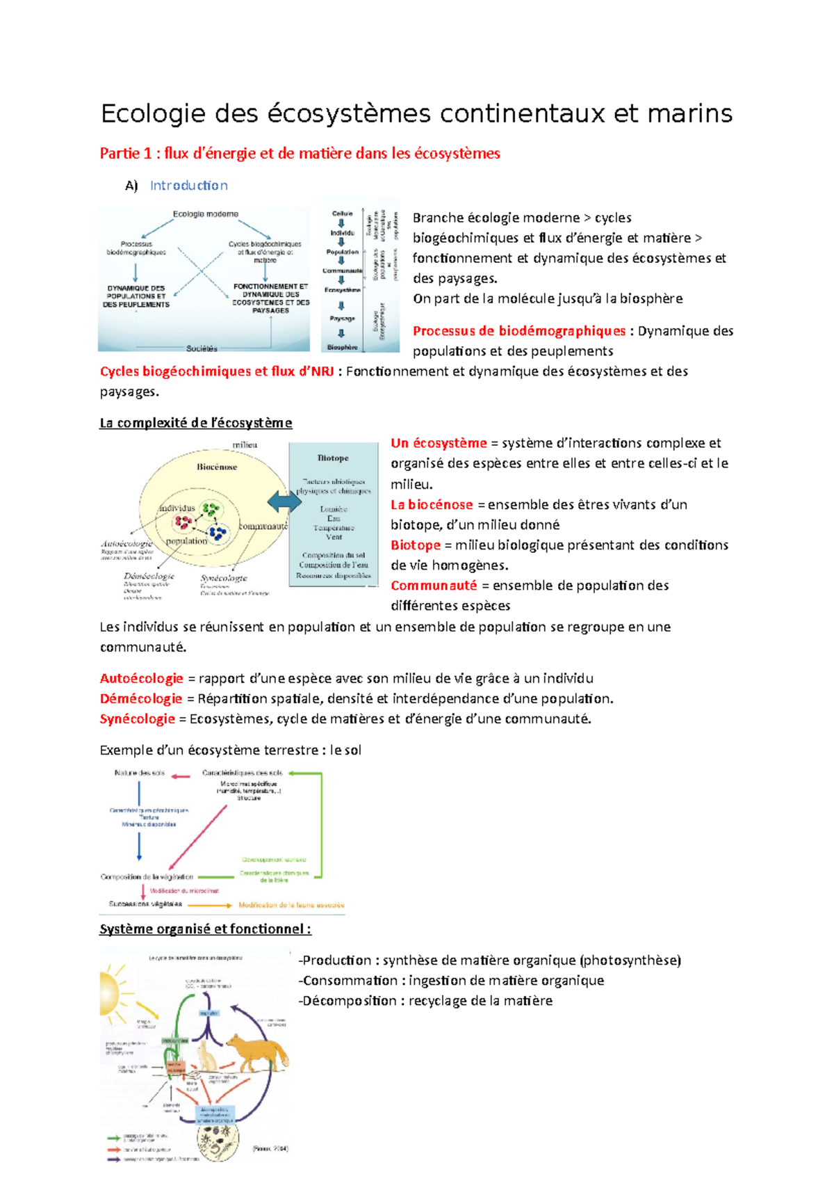 Partie 1 Flux d'énergie et matière cours - Ecologie des écosystèmes ...