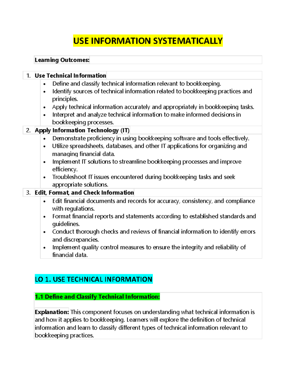 Basic - Module 6 - USE INFORMATION SYSTEMATICALLY - USE INFORMATION ...
