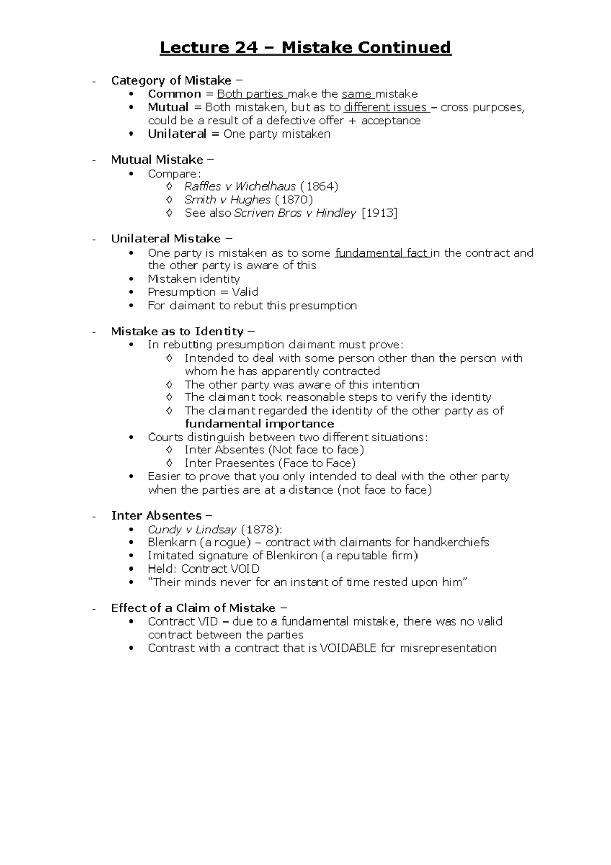 Lecture 24 - Mistakes Cont - Lecture 24 – Mistake Continued - Category ...