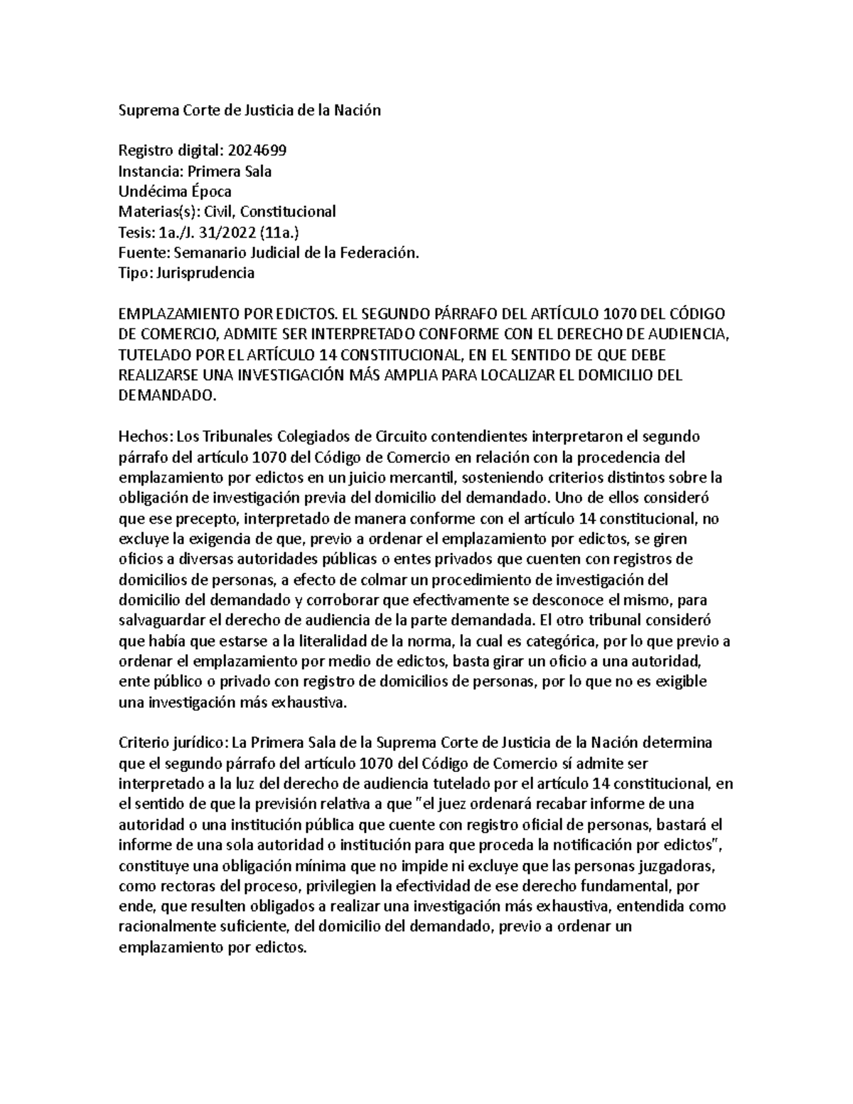 Emplazamiento POR Edictos. - Suprema Corte de Justicia de la Nación ...