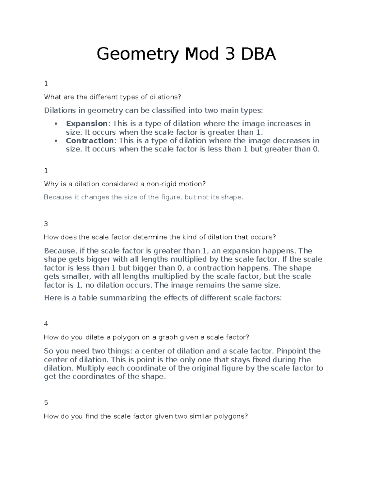 Geometry Mod 3 DBA notes - Geometry Mod 3 DBA 1 What are the different ...