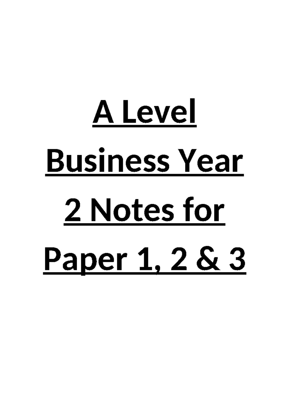 A Level Business Year 2 Revision Booklet updated 2025 - A Level ...