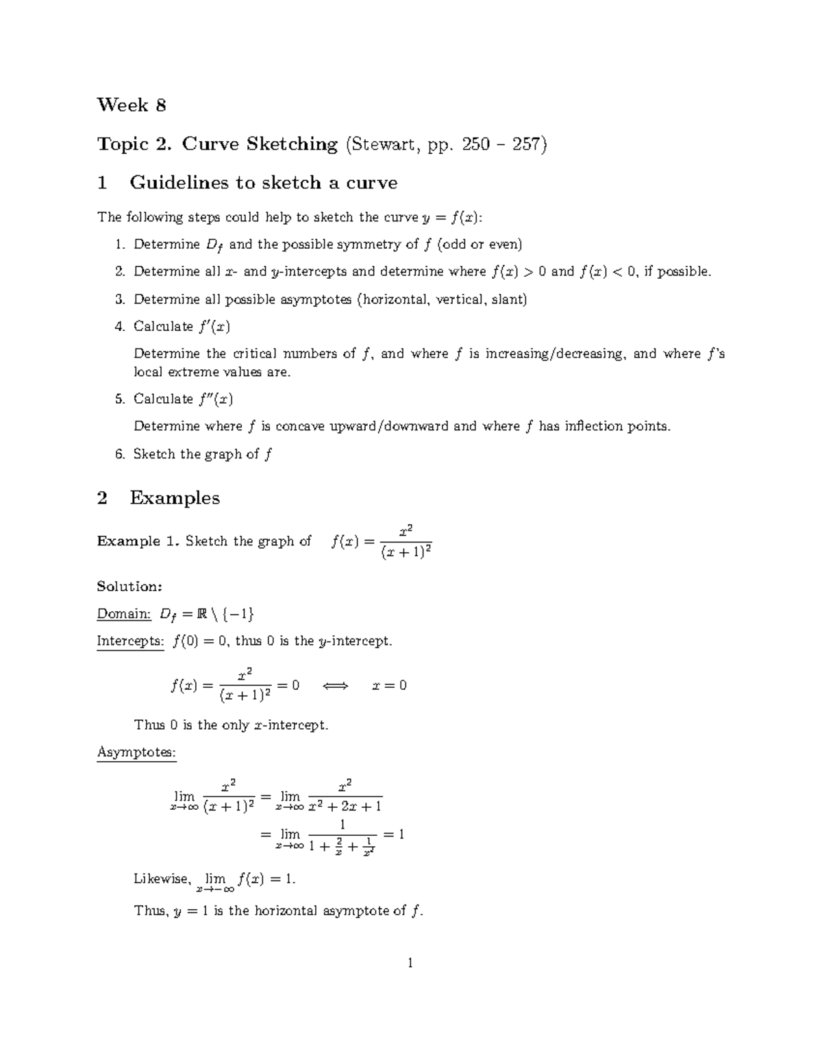 Week 8.2E Curve Sketching c64a7a939ea605425209 dd1f2f5cc355 - Week 8 Topic 2. Curve Sketching ...