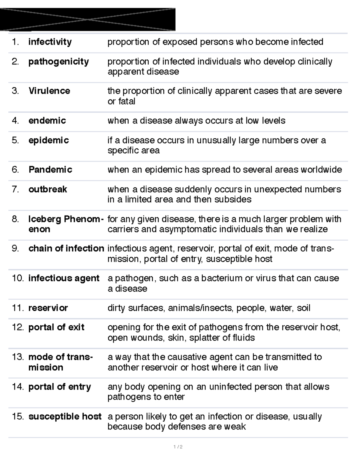 Hea 341 chapter 3 - infectivity proportion of exposed persons who ...
