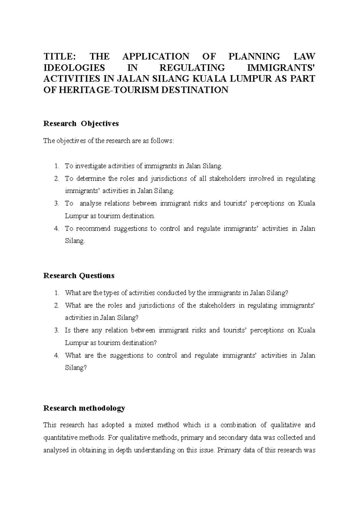 Hands ON Literature Review - TITLE: THE APPLICATION OF PLANNING LAW ...